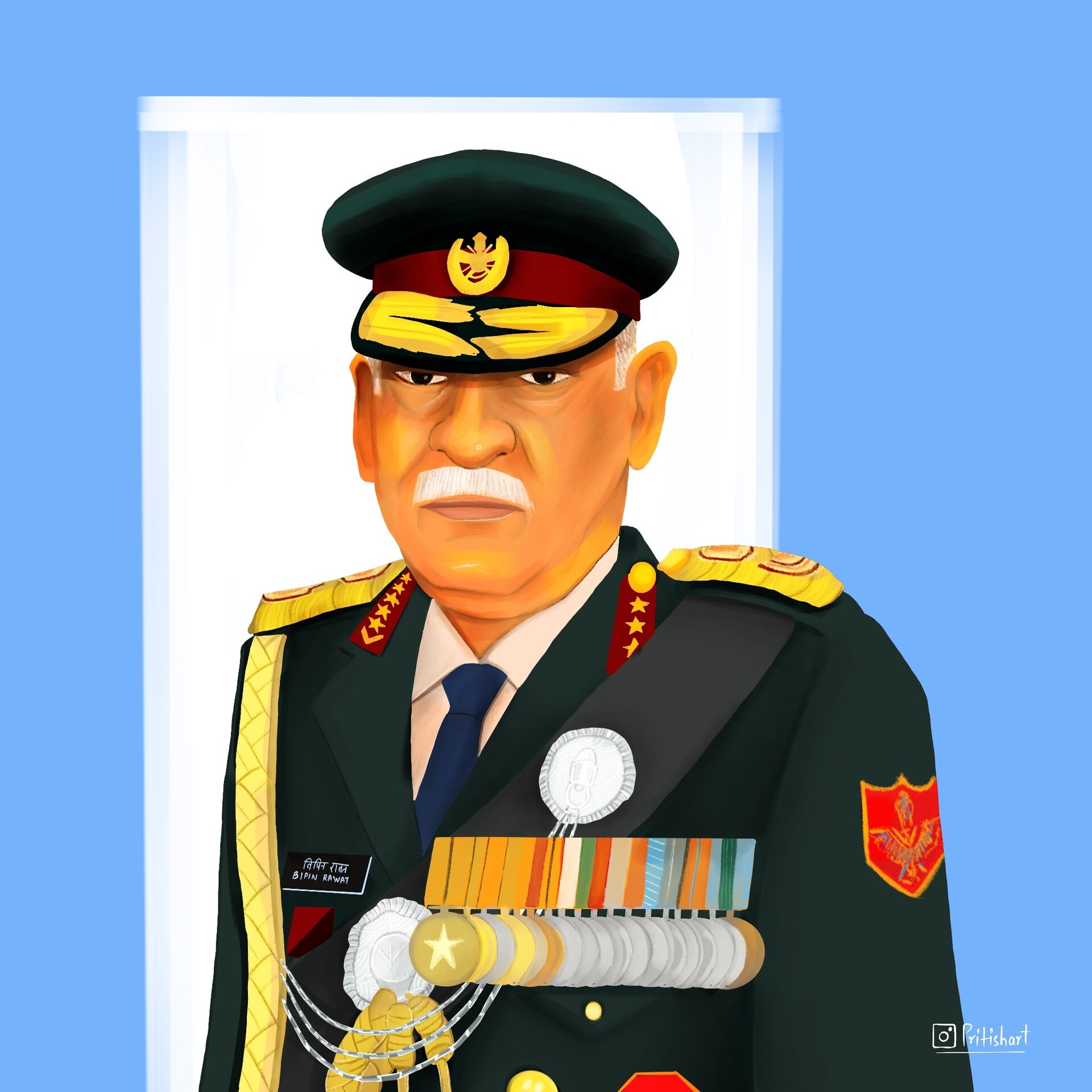 ArtStation - General Bipin Rawat portrait