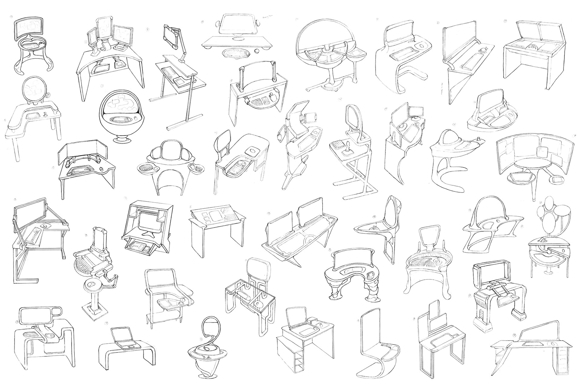 ArtStation - Science Fiction video game desk designs