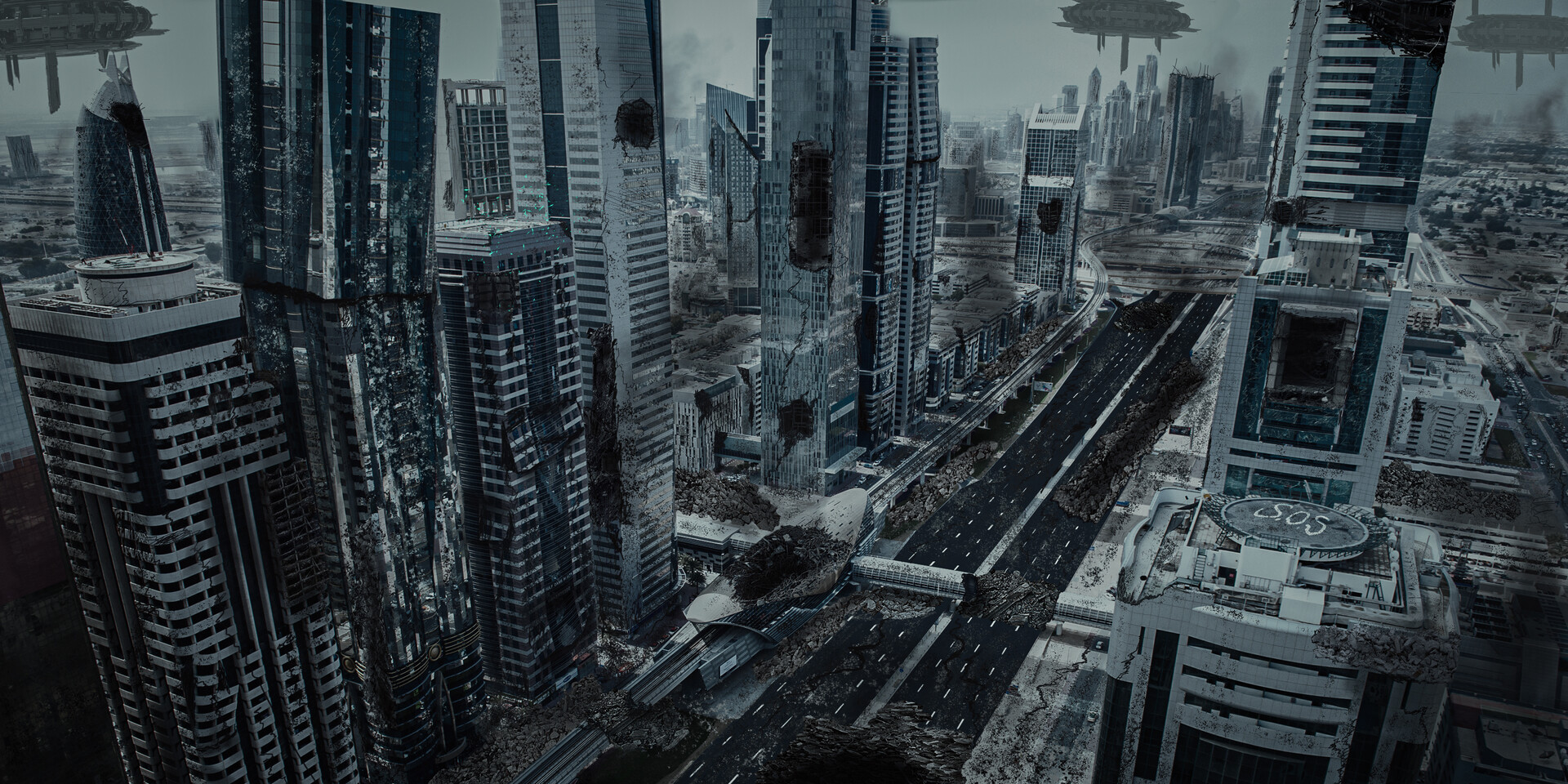 Destroyed City Skyline