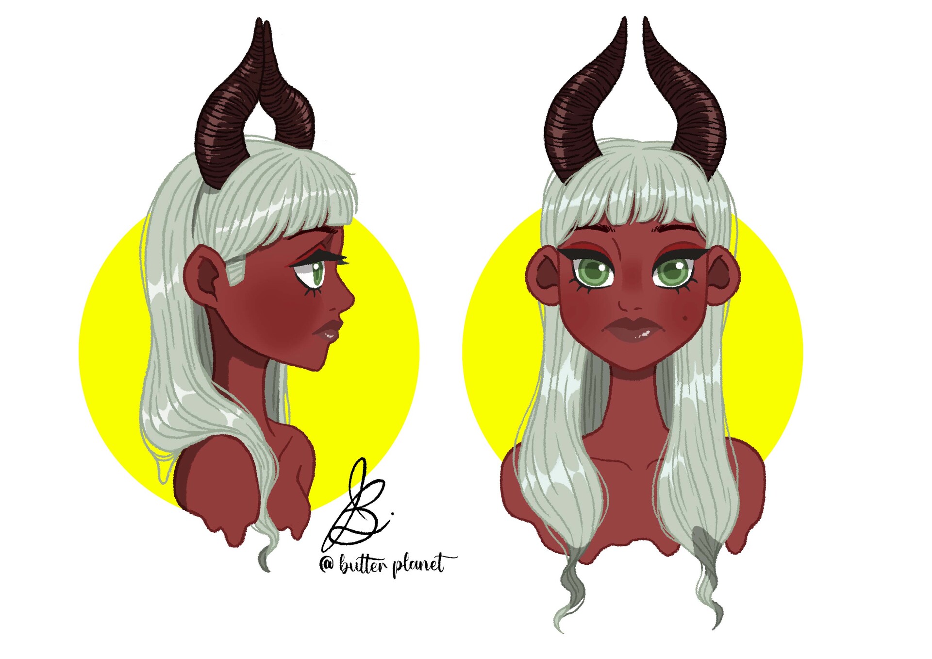 ArtStation - A girl with horns #1