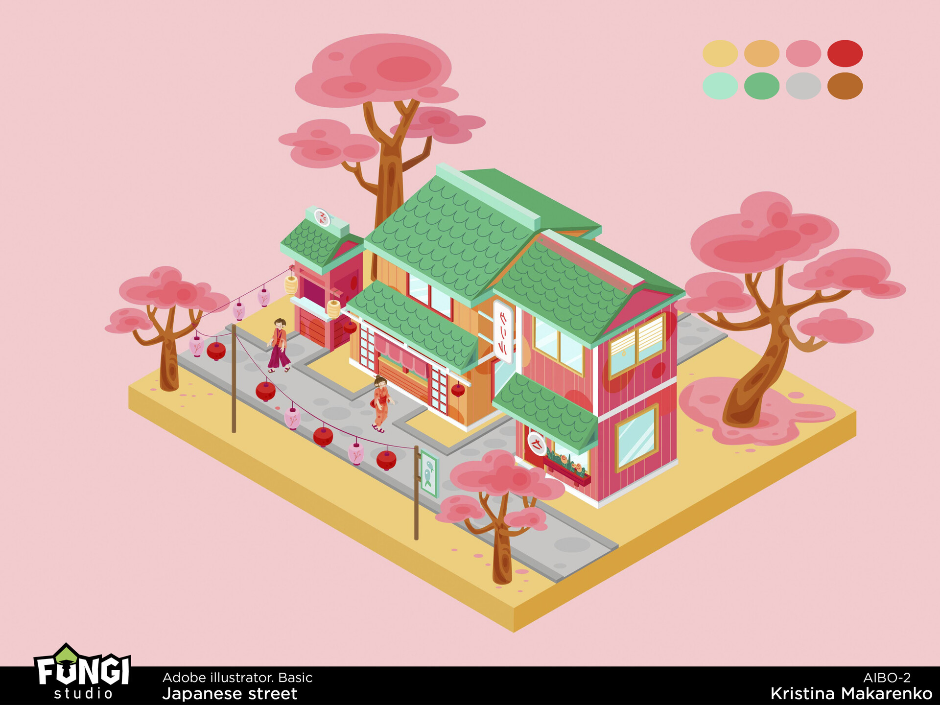 ArtStation - Isometric: "Japanese street"