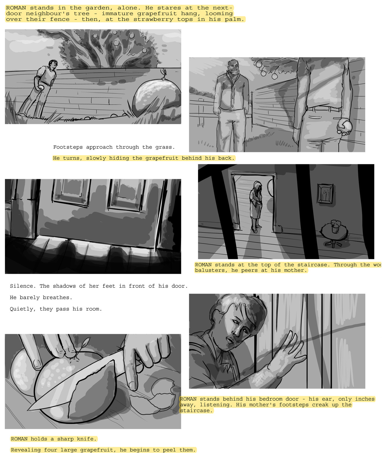 Sam Lawrie - Pulp By Rind - Short Film Storyboards/Concept Art