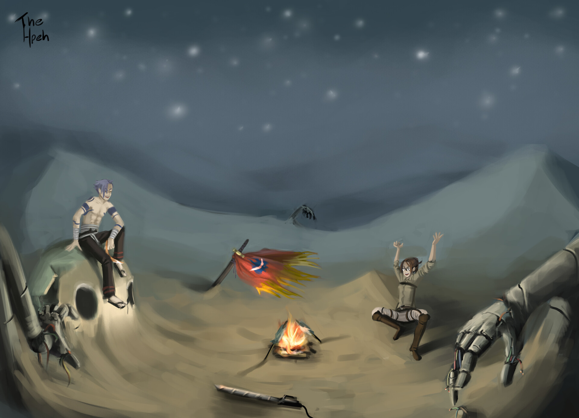 ArtStation - Hange and Kamina - AOT and TTGL