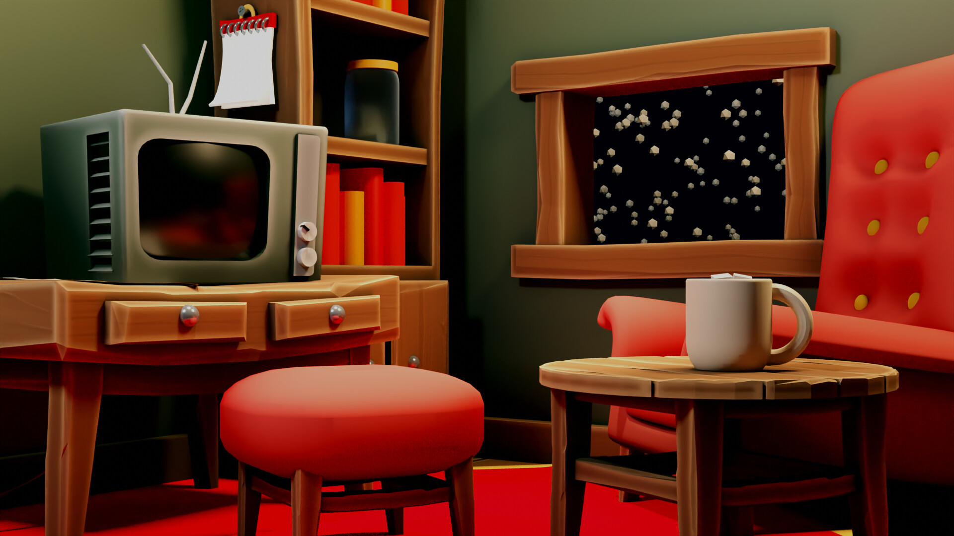 ArtStation - cozy stylised room