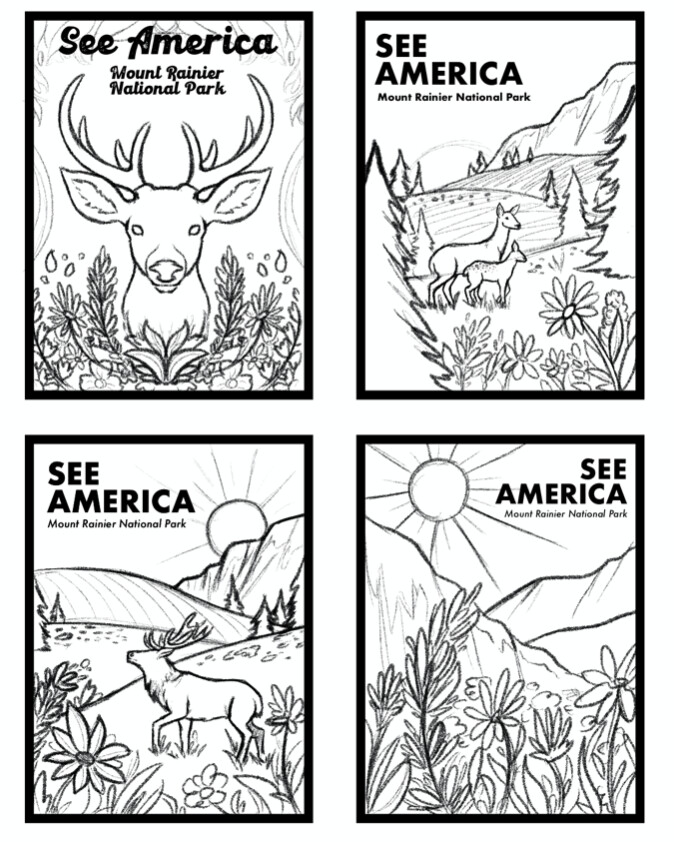 mount rainier national park coloring pages
