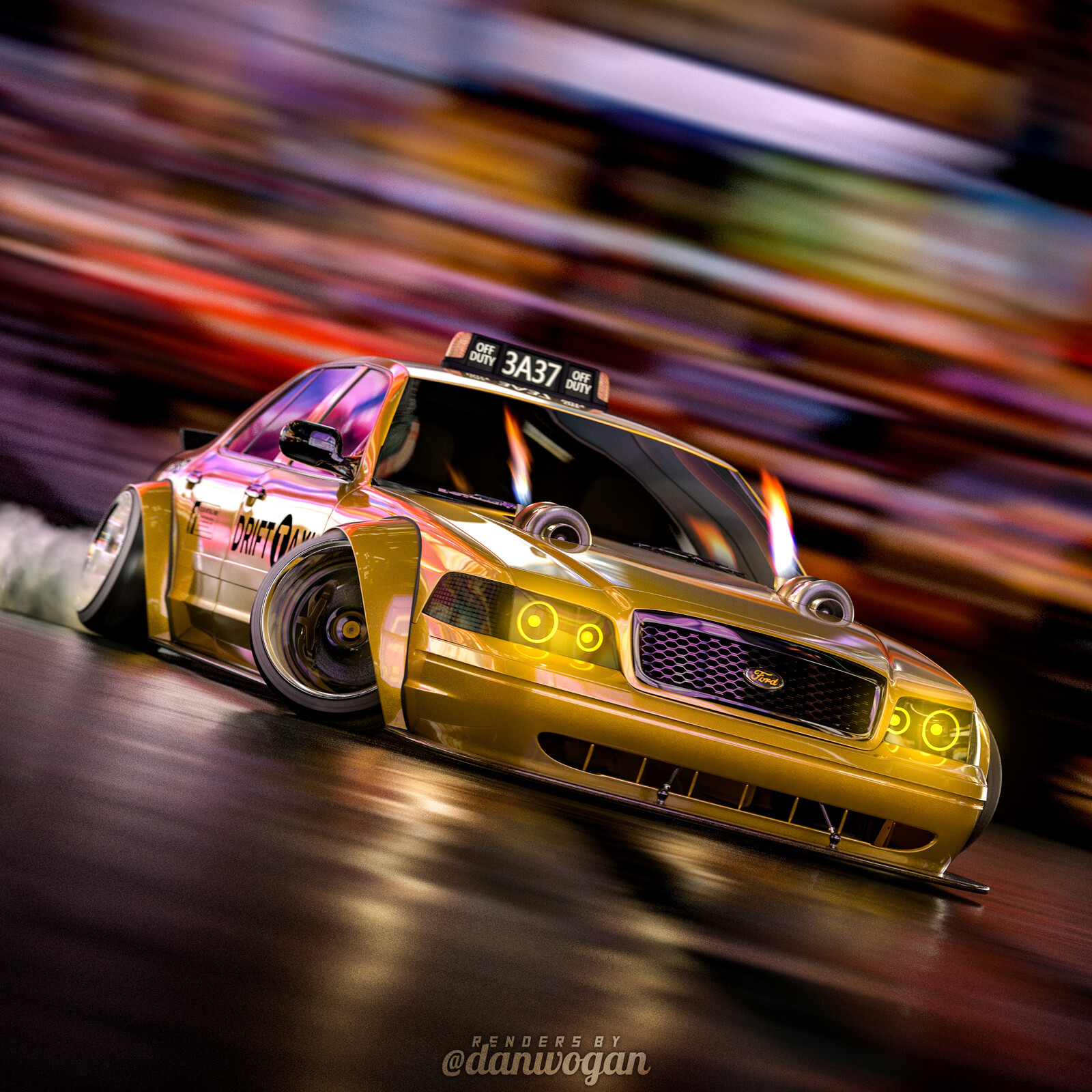 Daniel Wogan - Stanced NYC Drift Taxi 3D Render
