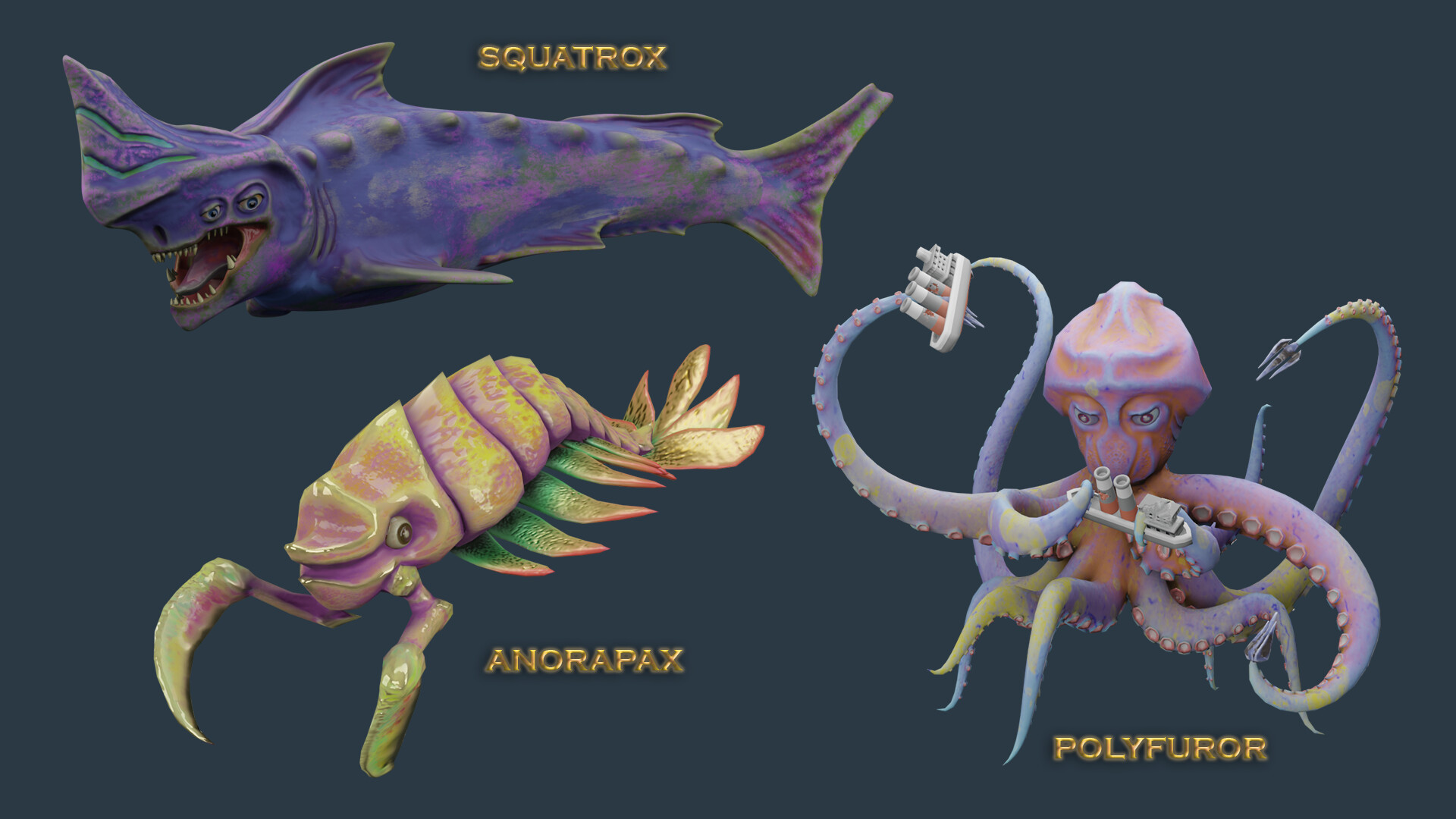 ArtStation - Three sea creature : SQUATROX,POLYFUROR,ANORAPAX