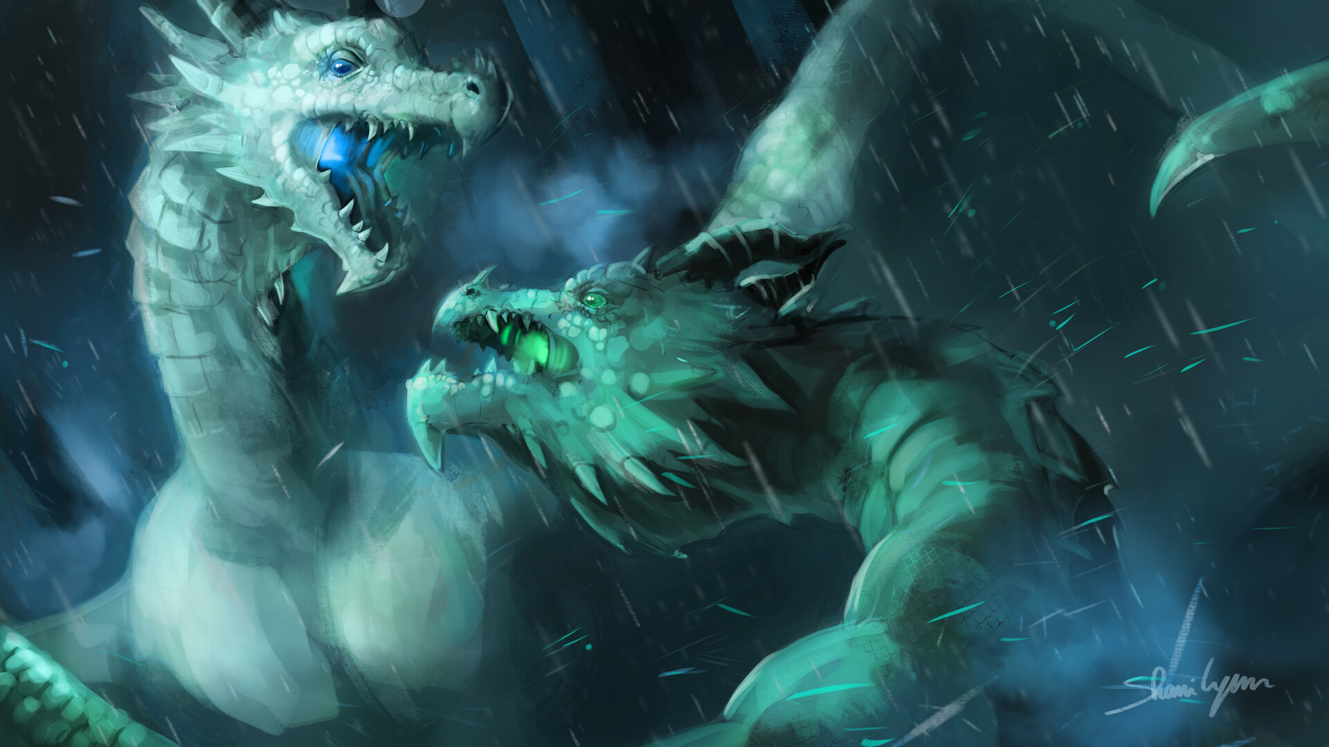 ArtStation - Fighting Dragons