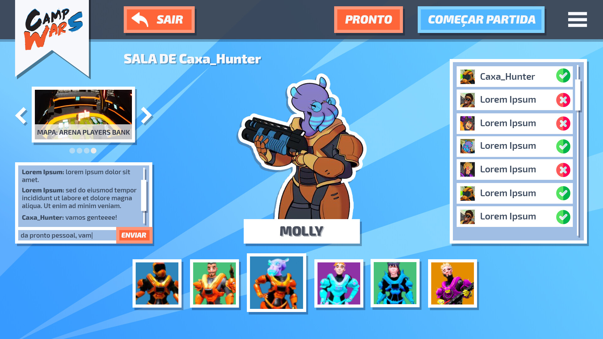 Gabie Nory - Camp Wars - User Interface Concept Design