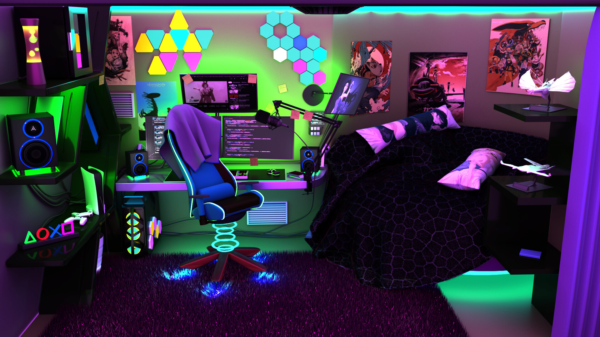 ArtStation - Gamer room in the future