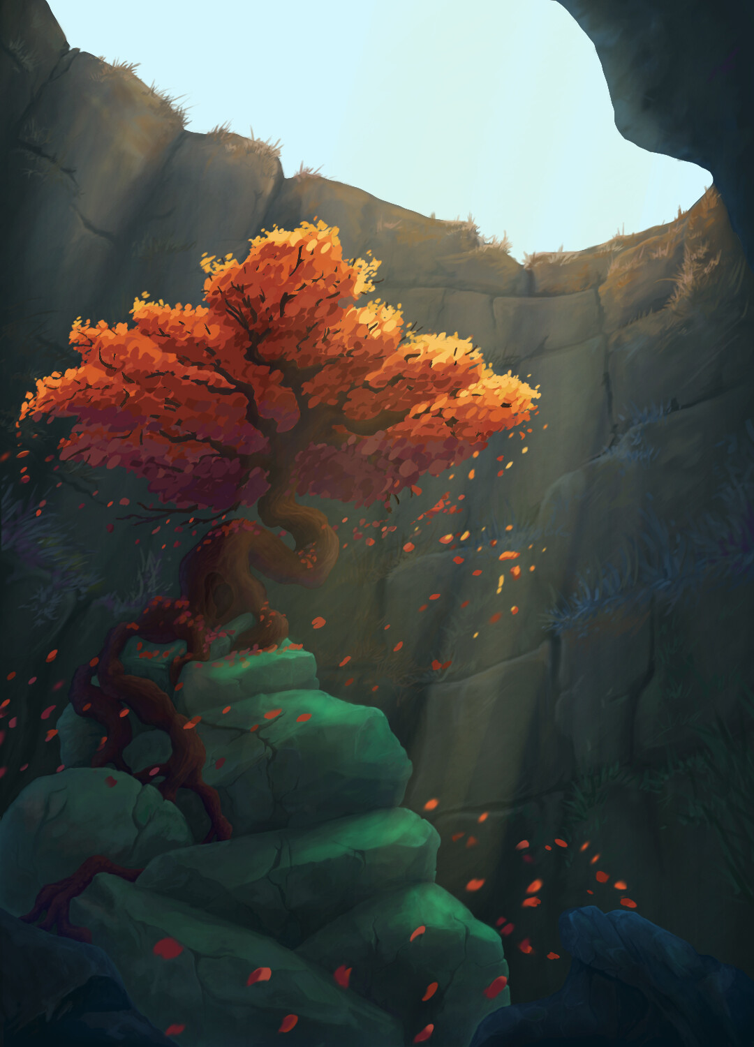 ArtStation - The magic tree in the cave