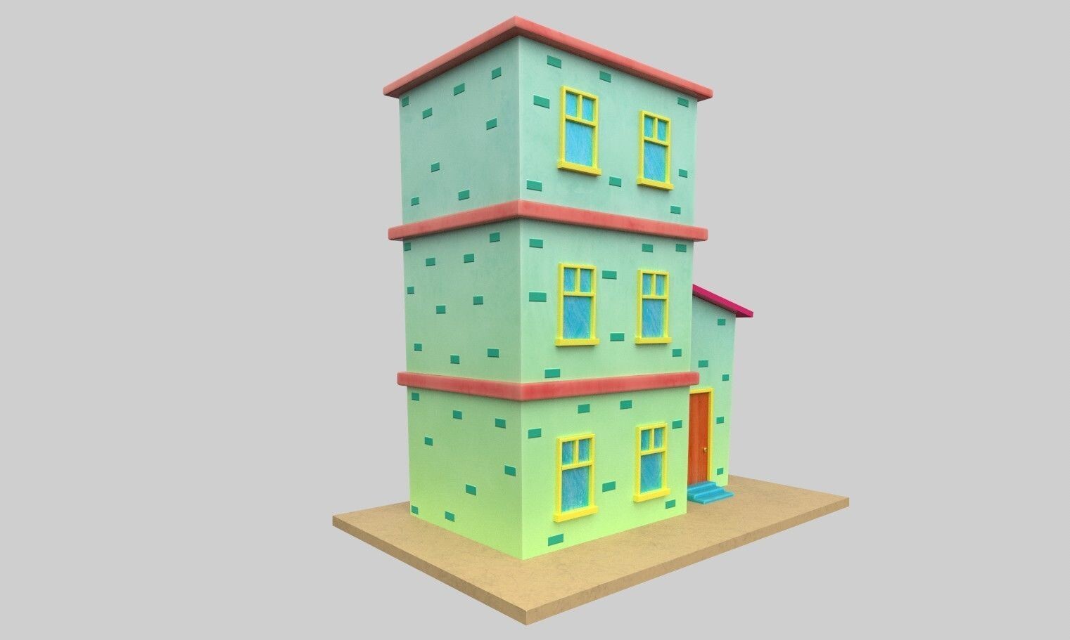 Anindya Roy - 3D Cartoon Building Low-poly Game Ready Model