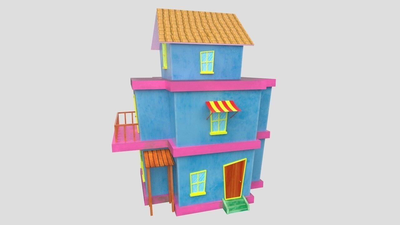 Anindya Roy - 3D Cartoon Building House Low-poly Game ready Model