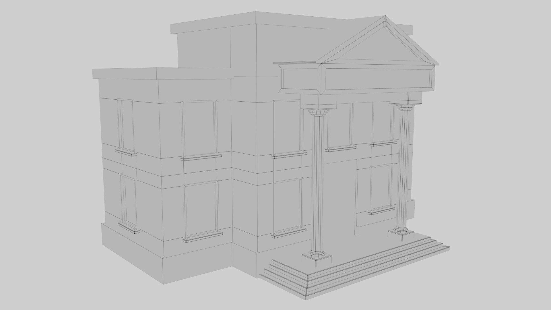 Anindya Roy - 3D Bank Building Low-poly Game ready Exterior Model