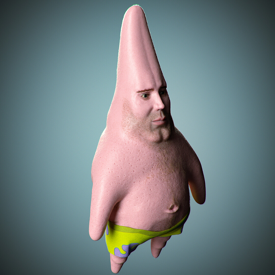 hyper realistic patrick spongebob