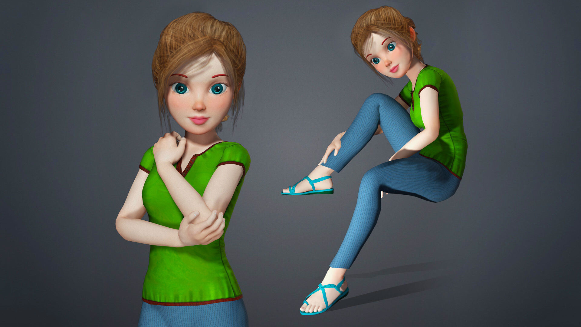 Anindya Roy - 3D Cartoon Woman Stylish Character Rigged Model