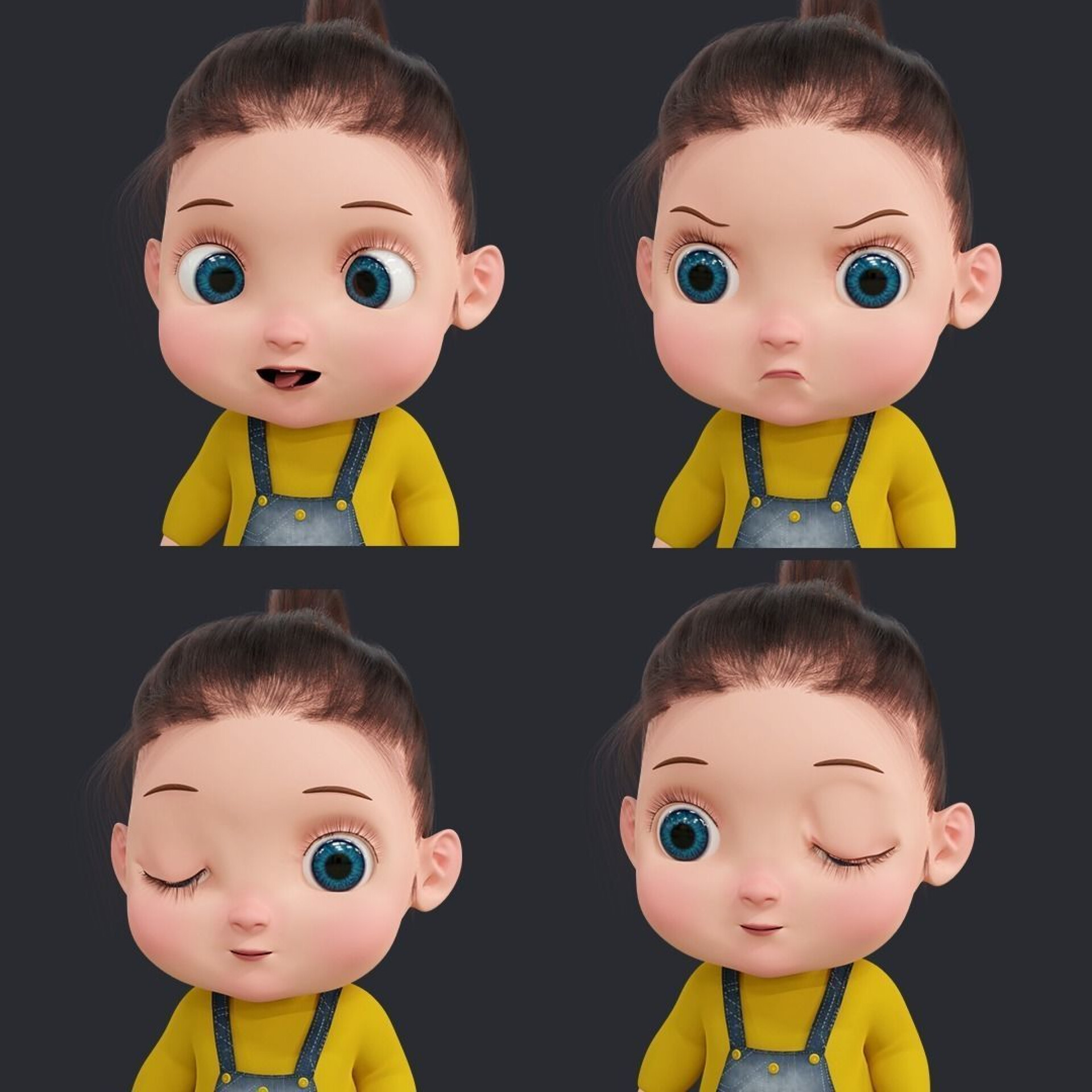 3d animal factory - Cartoon Fur Baby Girl Cute Rigged