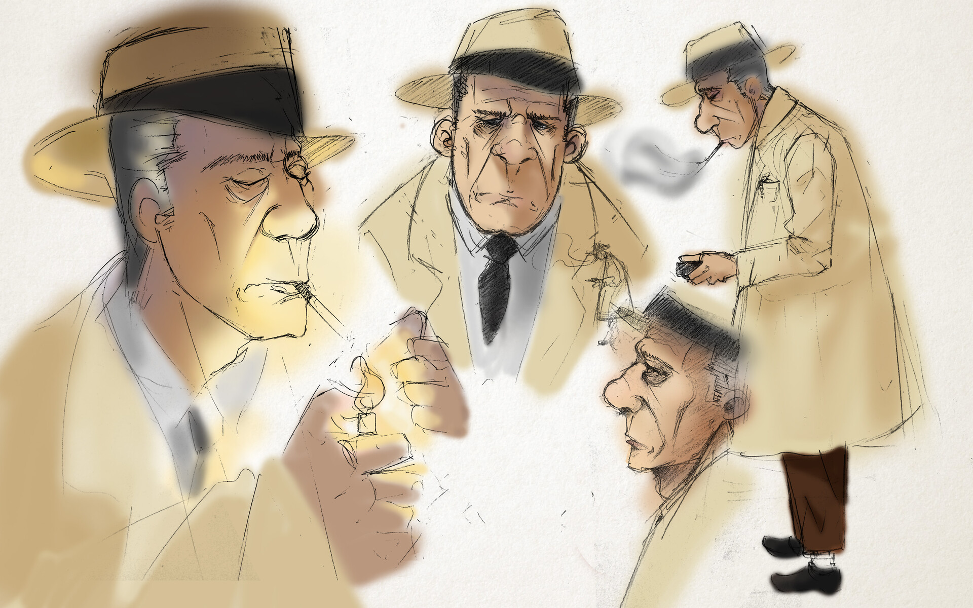 ArtStation - Old detective character design