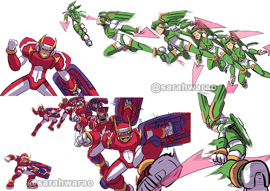 sarahwarao - Harpuia and Fefnir (Megaman Zero) quick animation (so far)