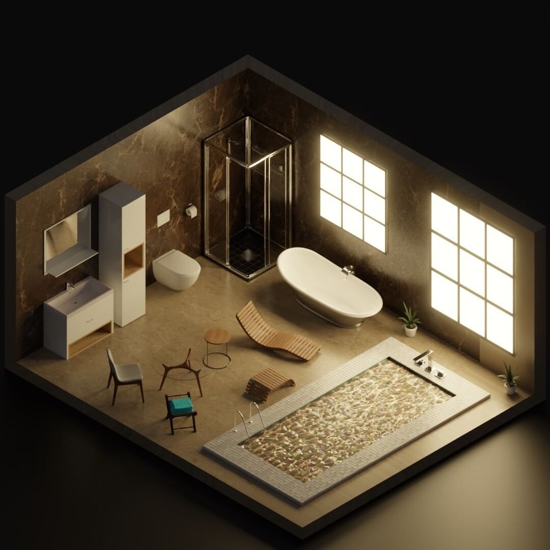 ArtStation - Isometric Bathroom