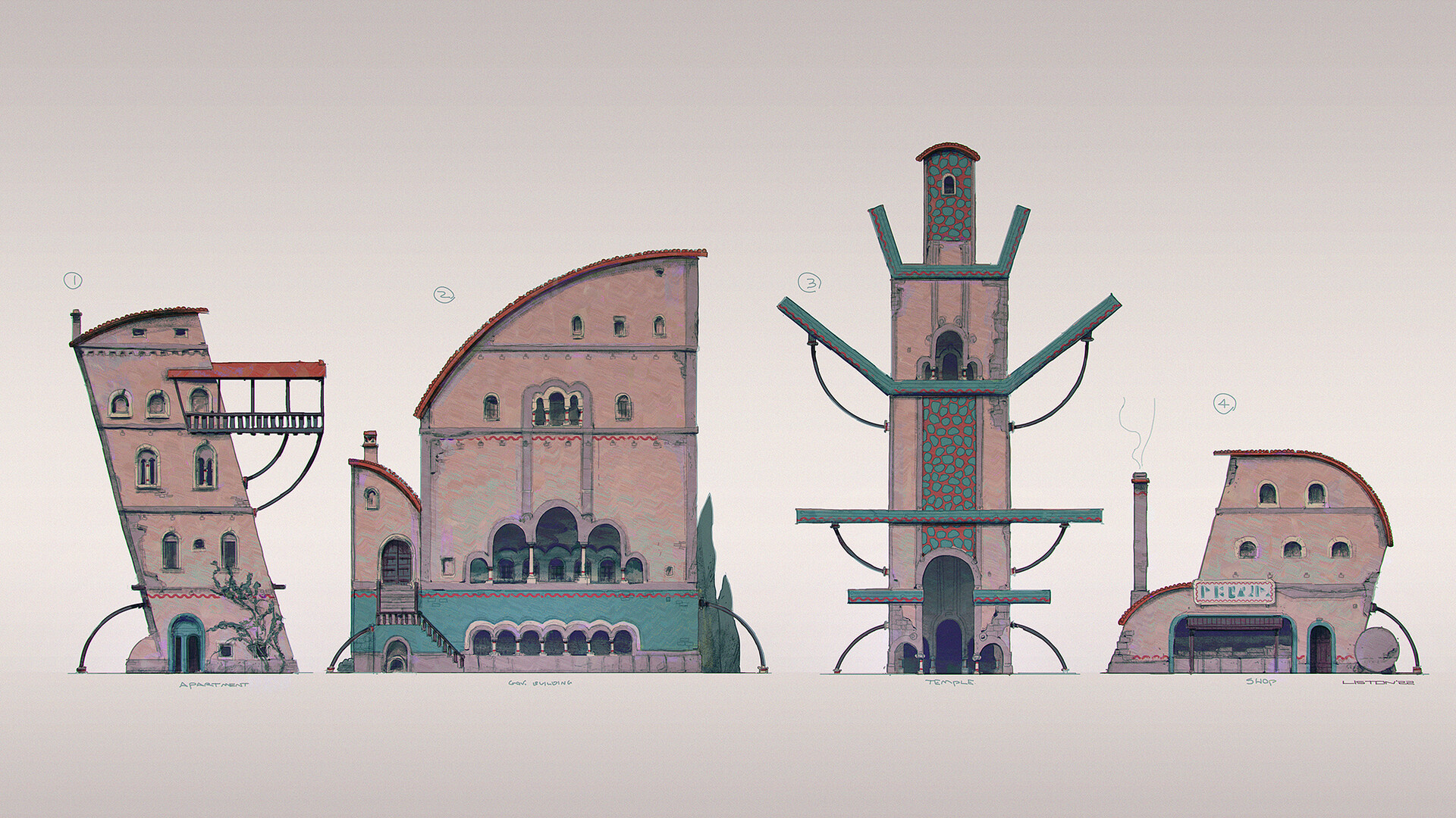 ArtStation - Memphis Buildings