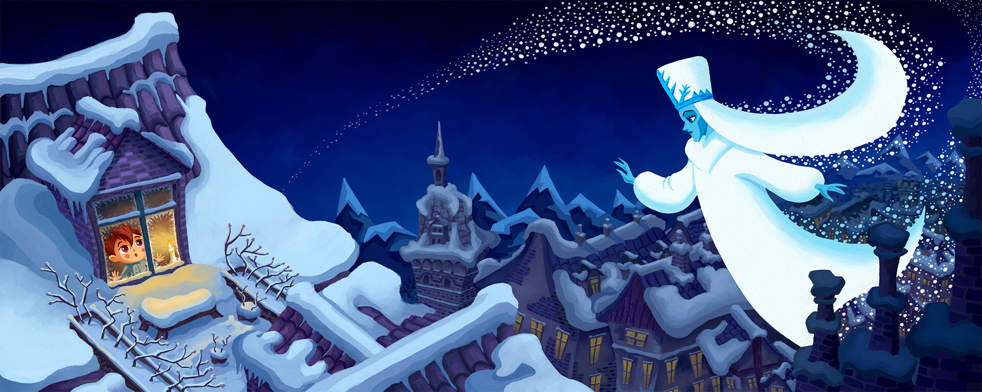 ArtStation - The Snow Queen passes through Town