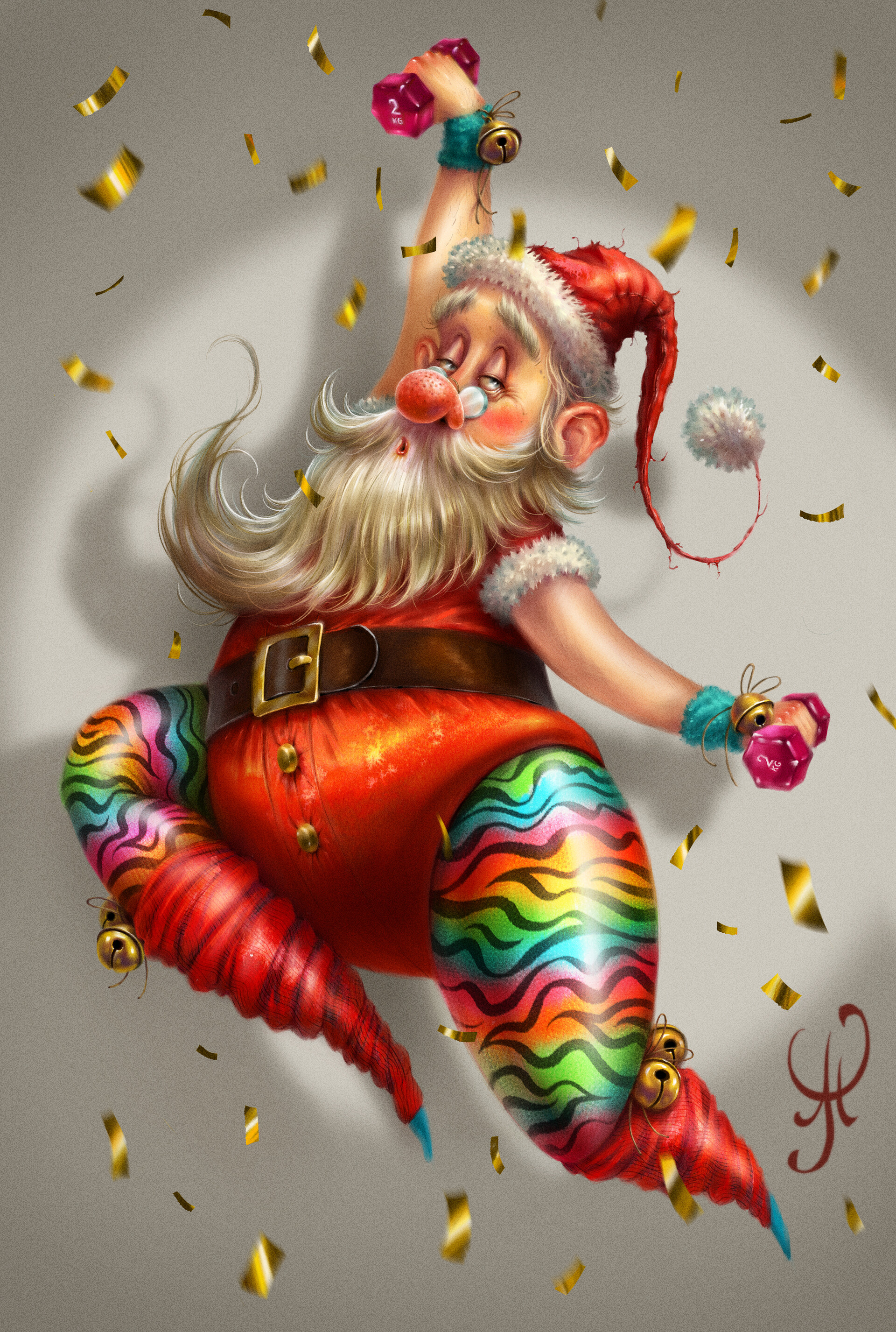 ArtStation - Character design Santa from the 80s