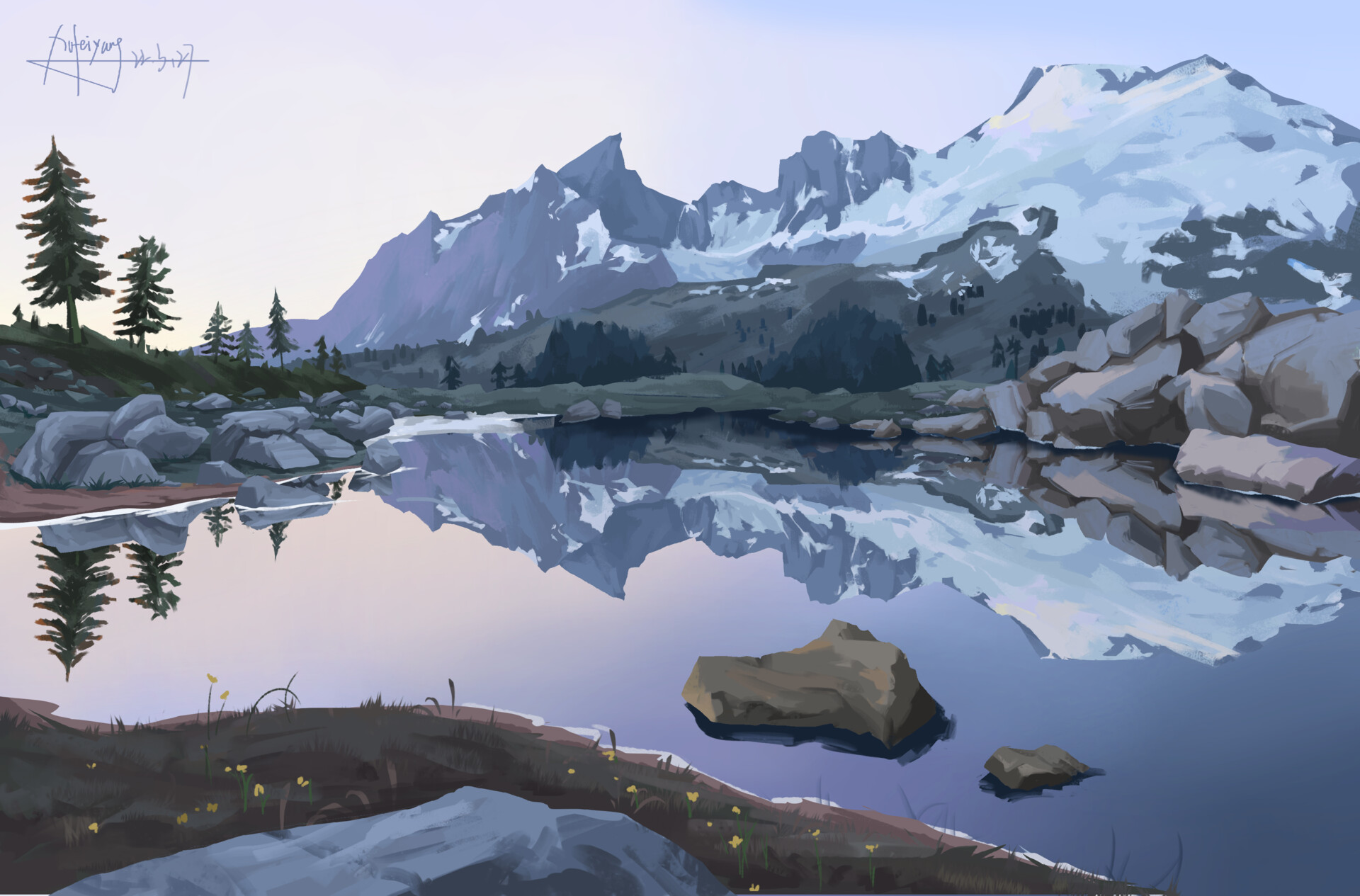 ArtStation - Snowy Mountain-Scene Sketching