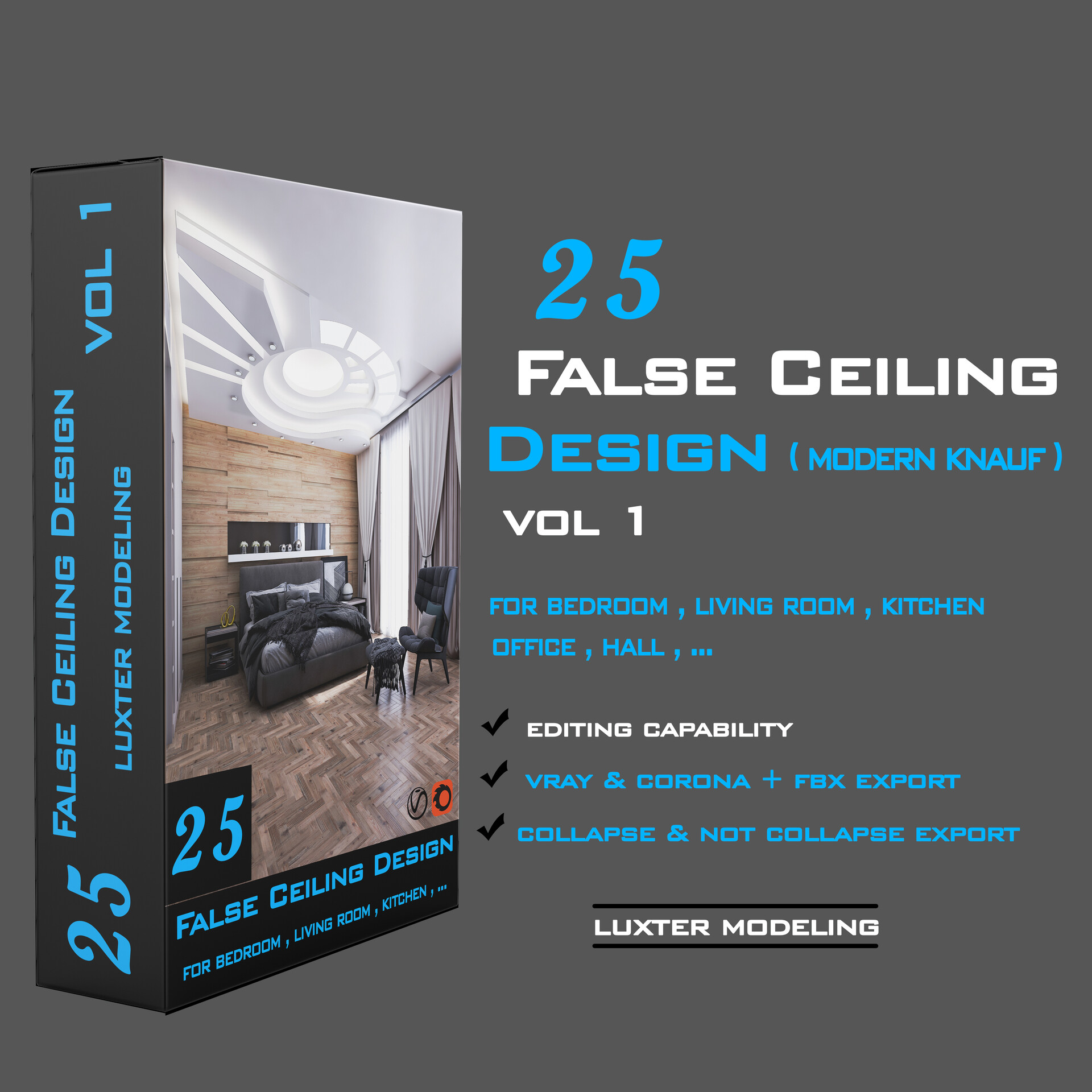 ArtStation - 25 False Ceiling Design ( Modern knauf) + Ceiling object ...