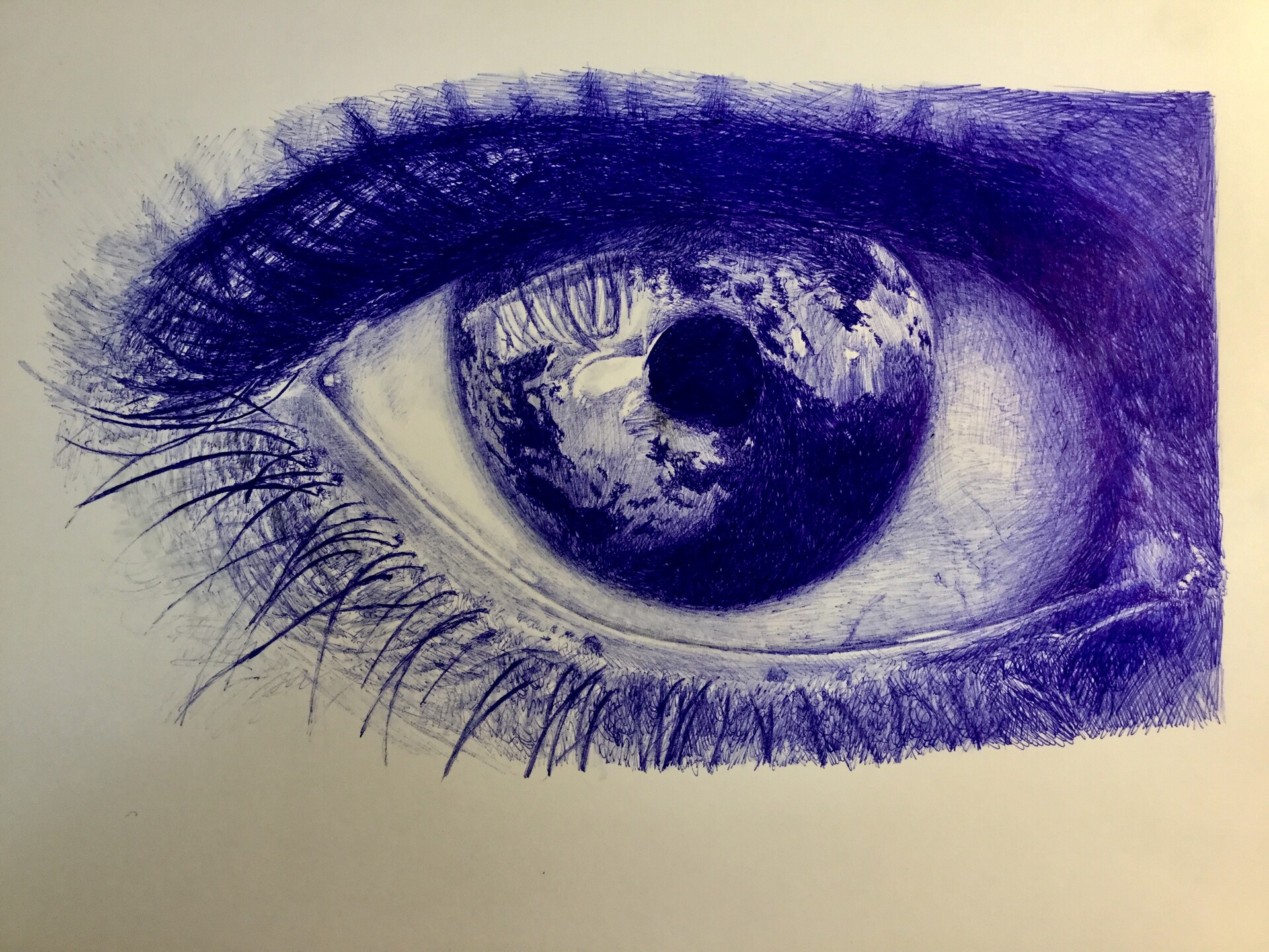 how to draw realistic eyes using ballpoint
