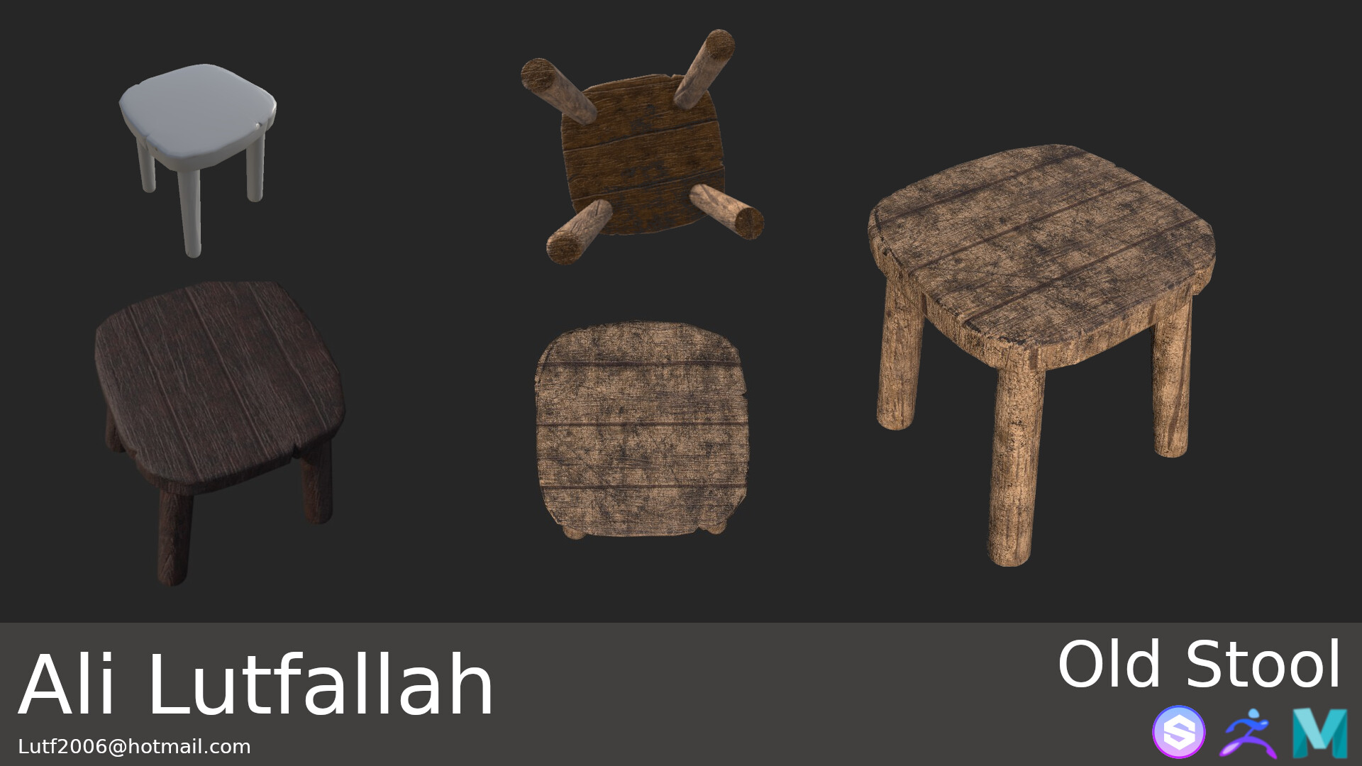 ArtStation - Stylized Lo-Poly Old Stool