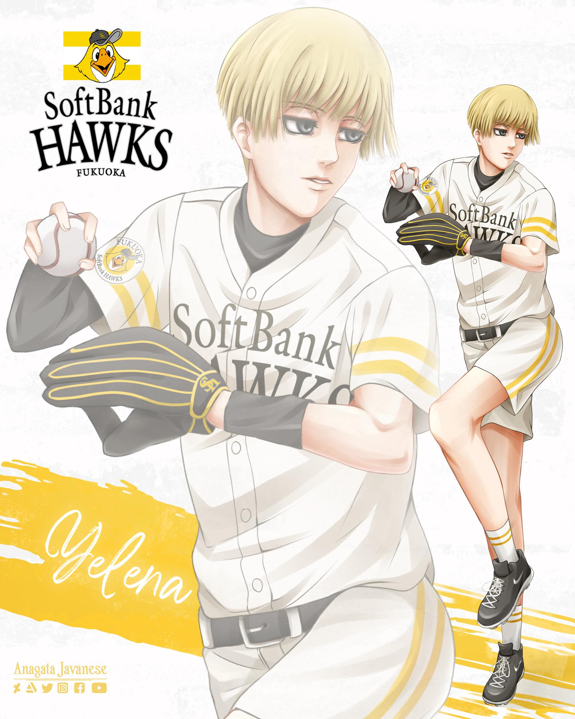 ArtStation - Yelena AOT X Fukuoka Softbank Hawks