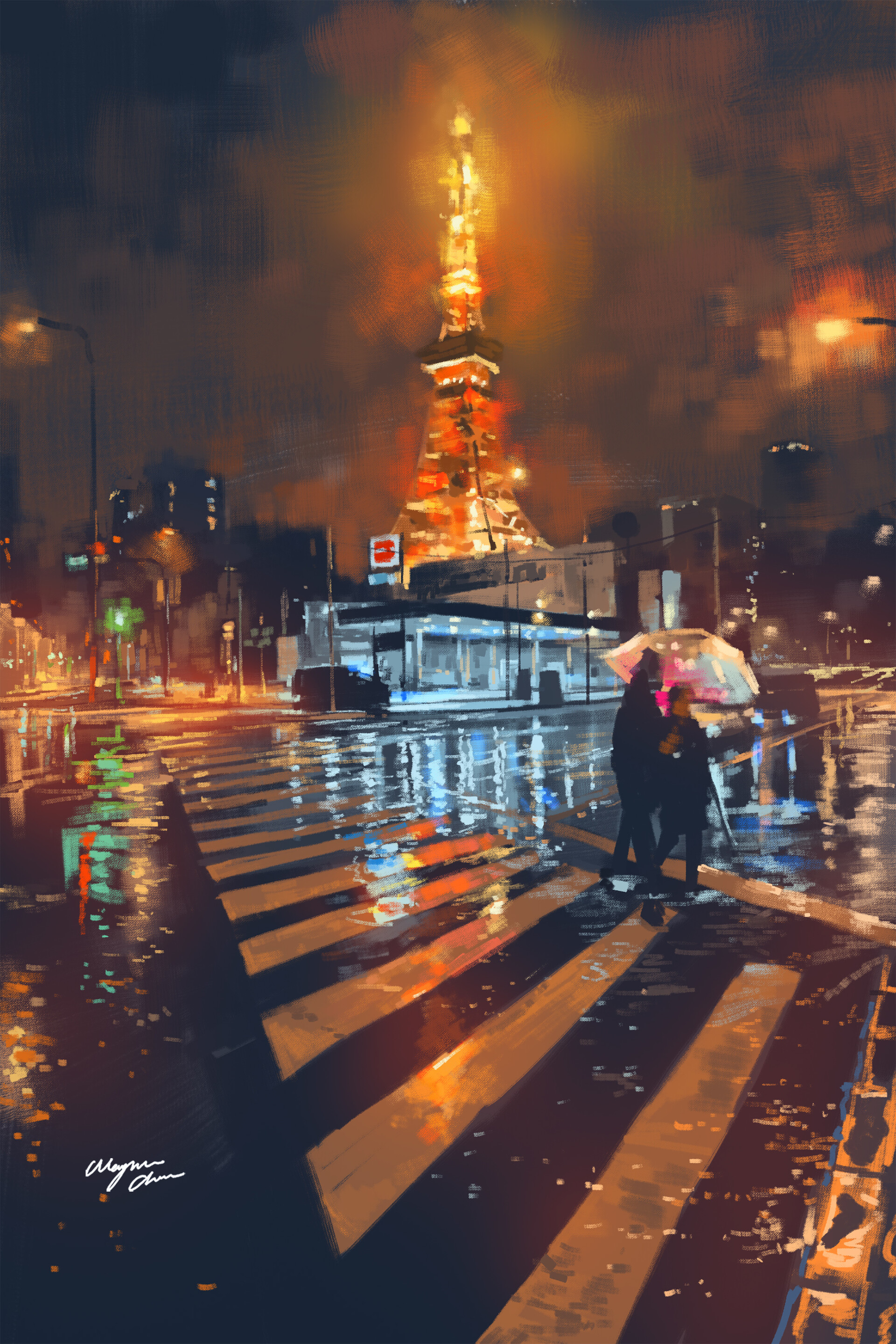 ArtStation - Tokyo Tower at night