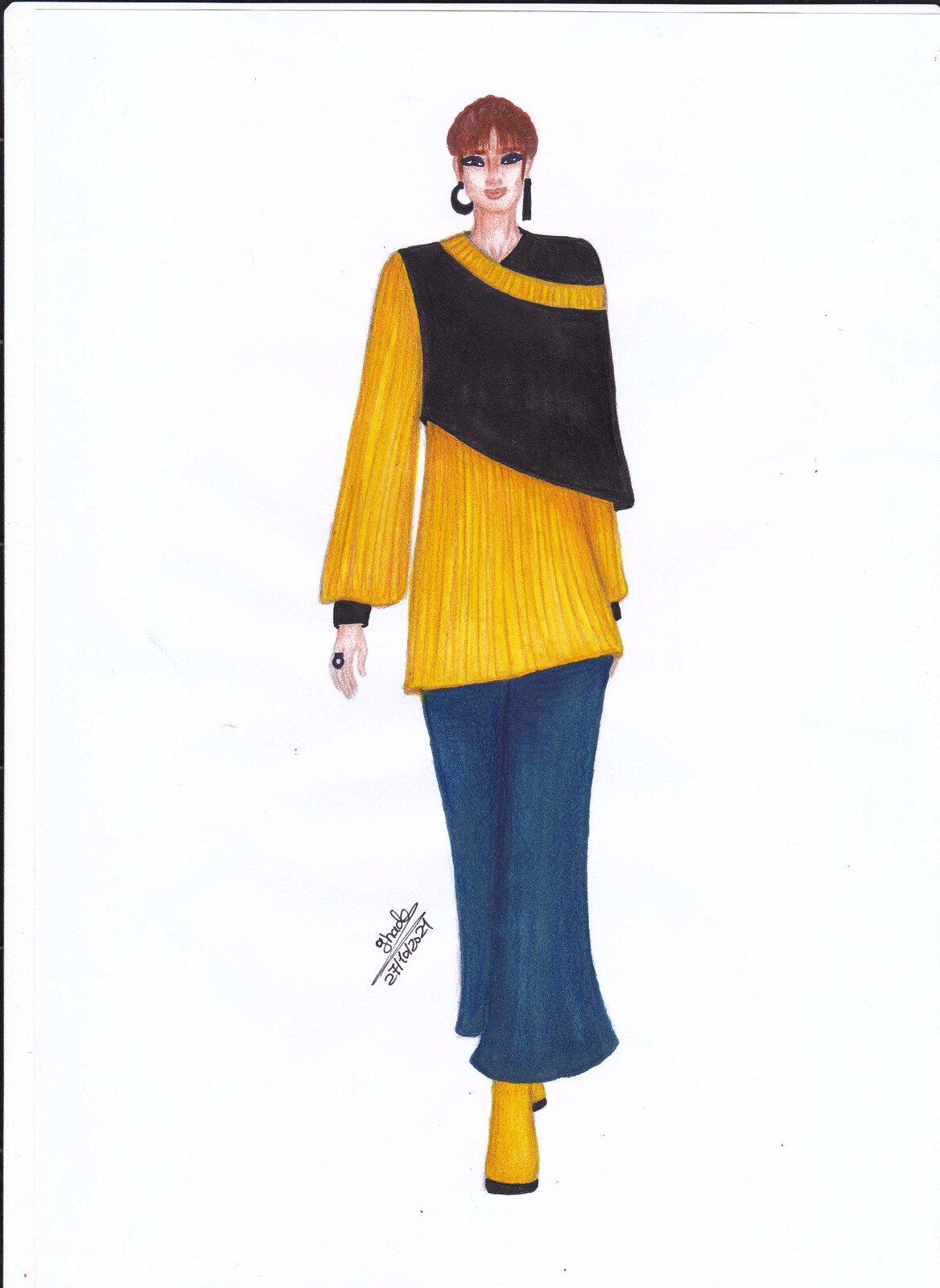 Ghada Mohamed - Velvet stripe with black details "3"