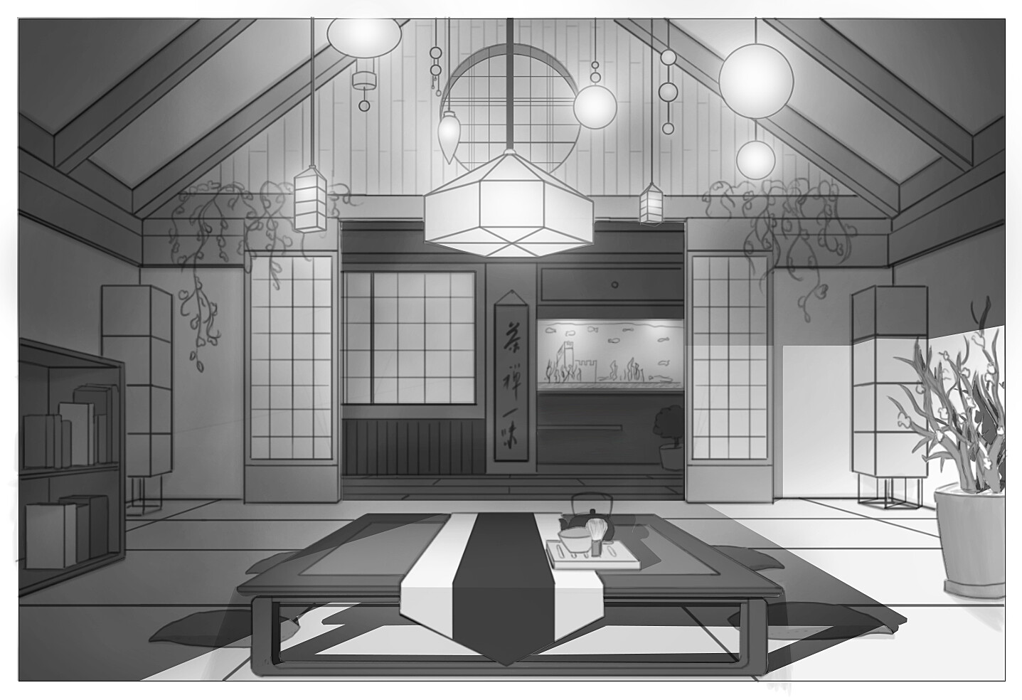 ArtStation - Japanese tatami concept art drawing