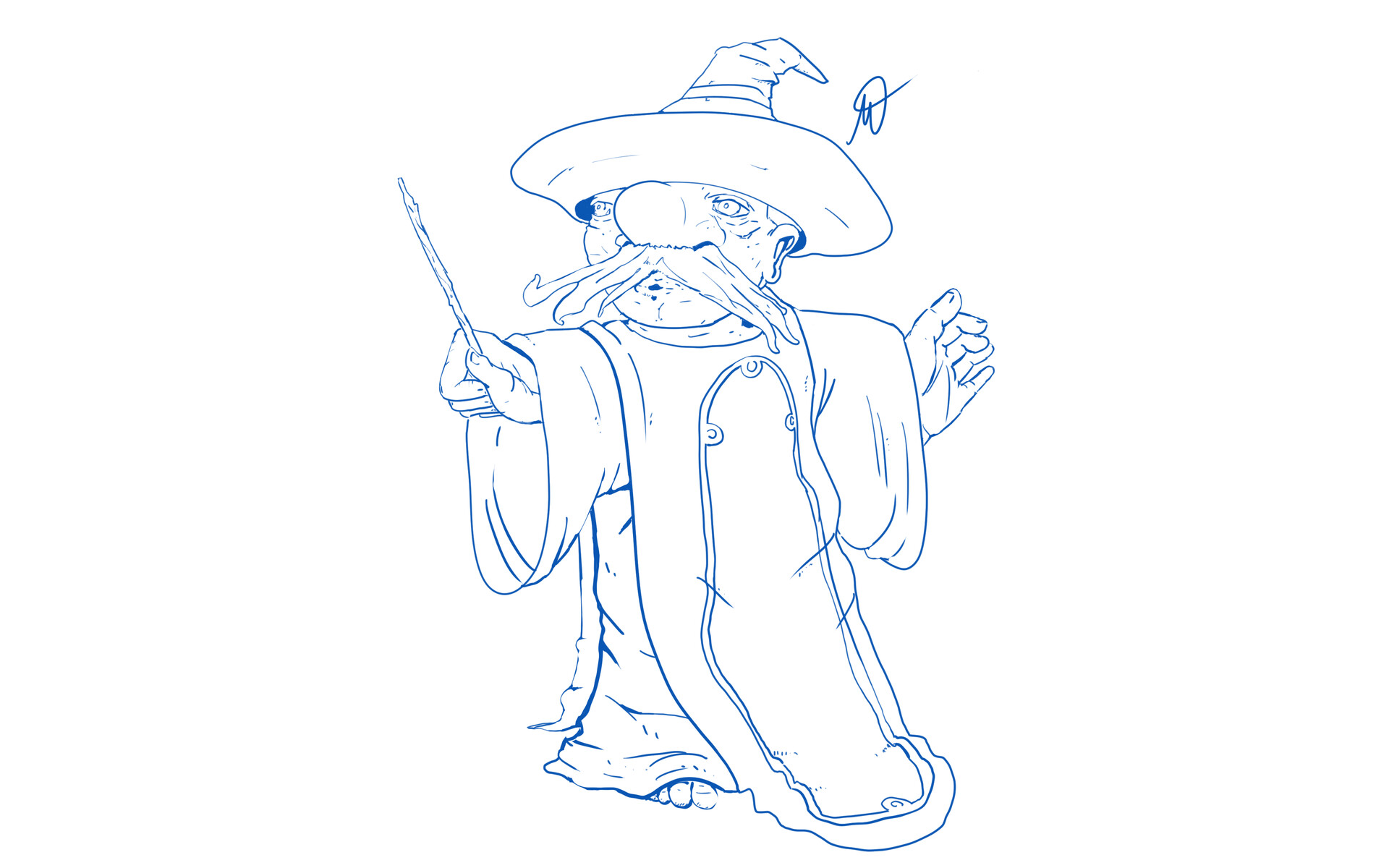 ArtStation - Dwaft Wizard Line art