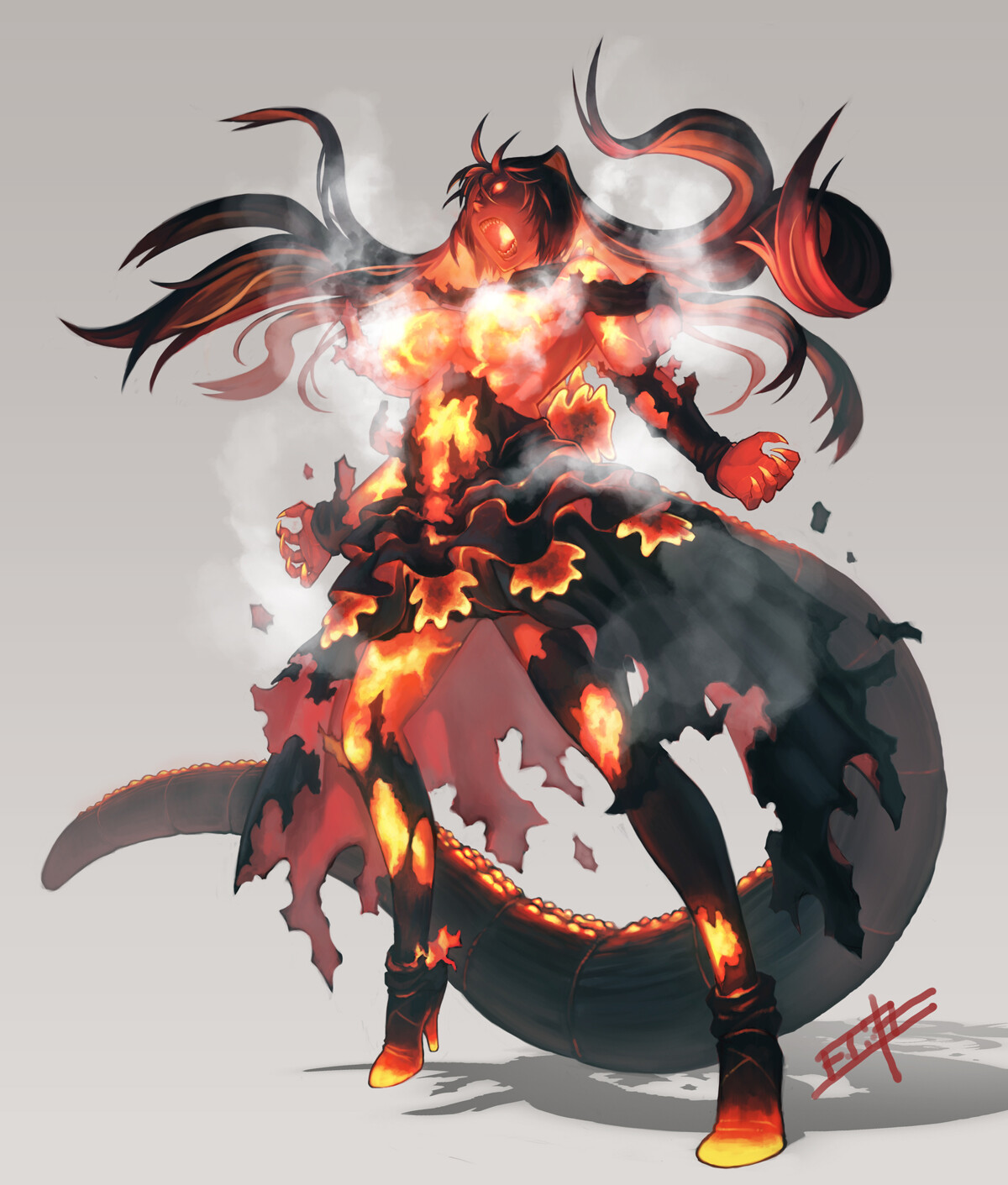 ArtStation - Hesei Burning Godzilla Personification