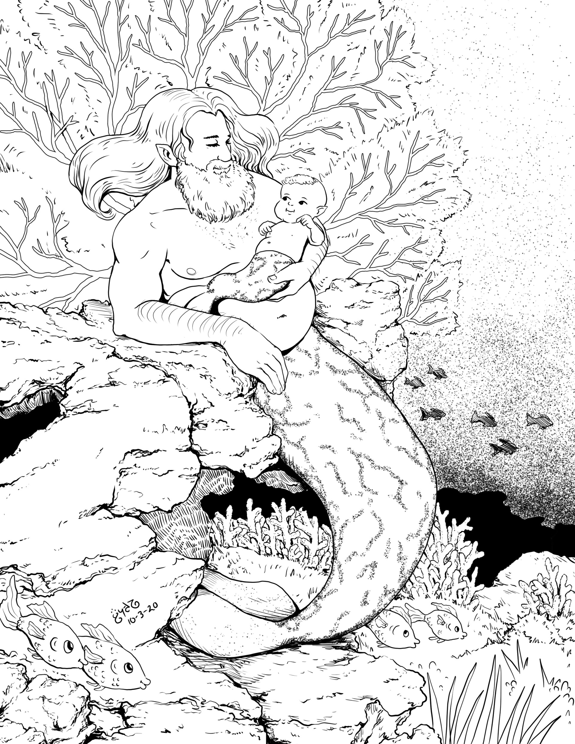 mermaid man coloring pages