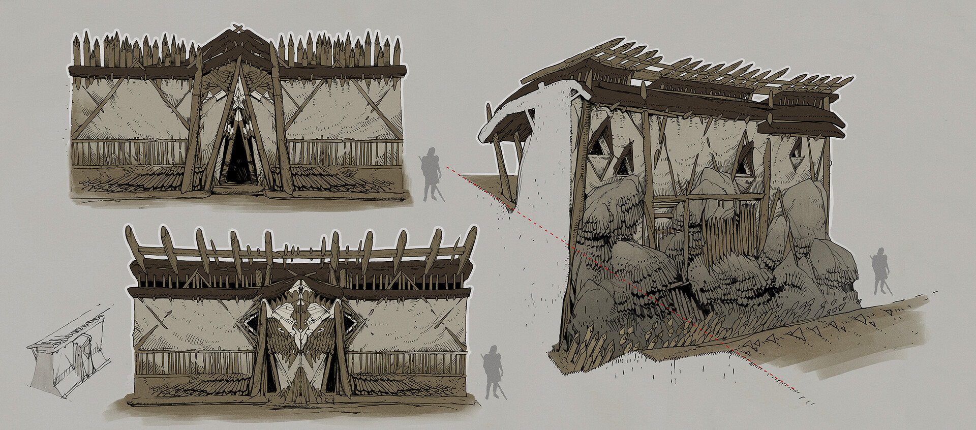 Ivan Laliashvili - Tenakth's houses, walls, gates- Sketches