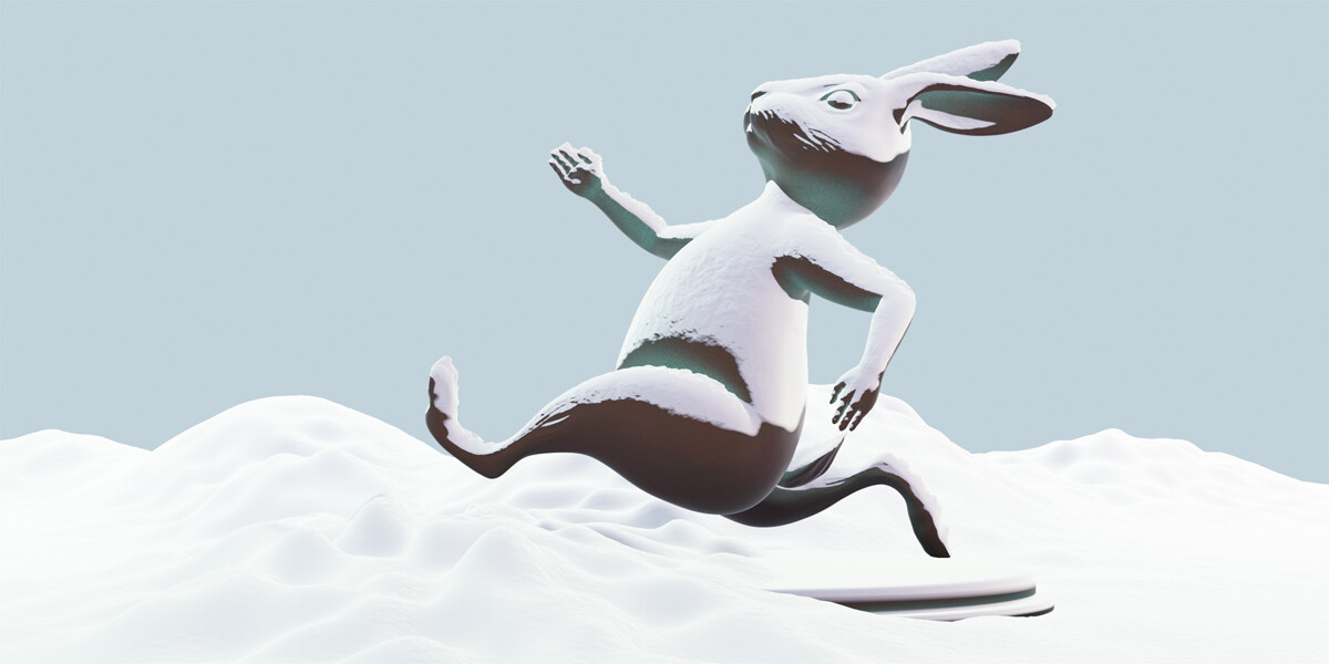 ArtStation - Running Rabbit. Snow covered sculpture. Testing of material.