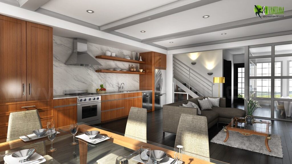 Yantram Architectural Design Studio - 3d interior rendering Of living ...