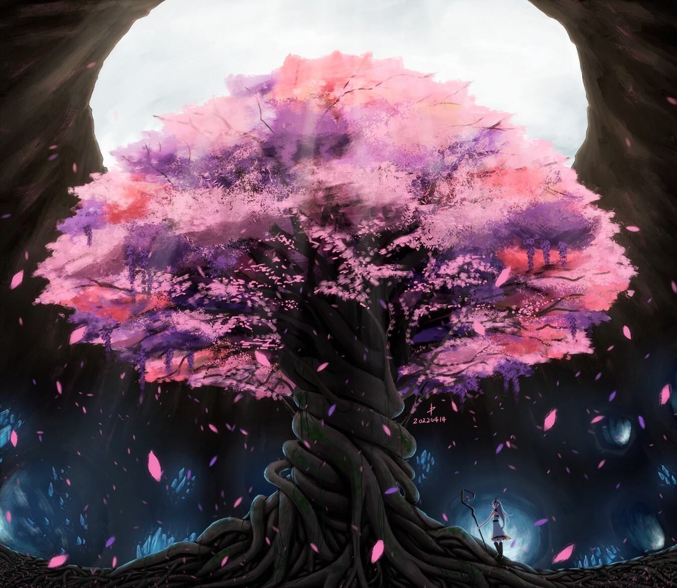 ArtStation - twisting tree in large cavern