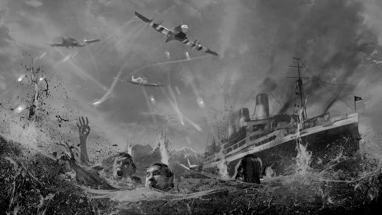 Matt Ribeiro - SS Cap Arcona 1945 Attack - Concept Art