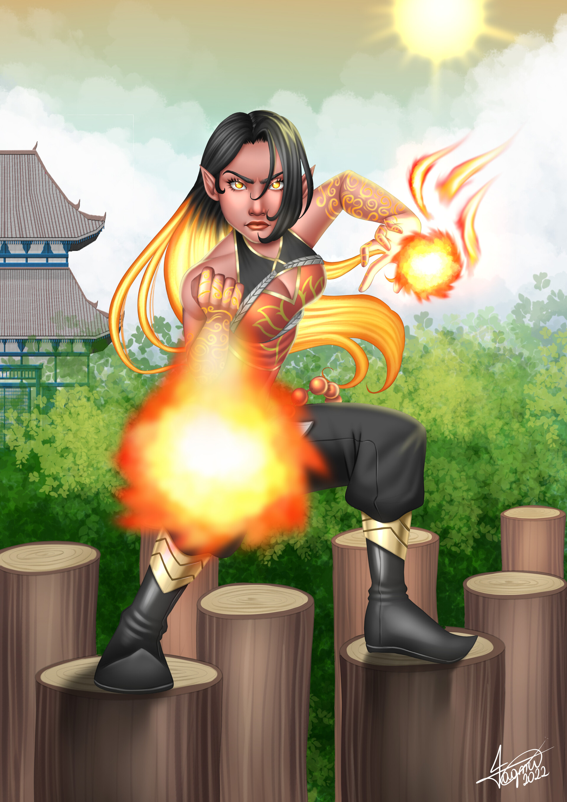 ArtStation - Fire Genasi training commission