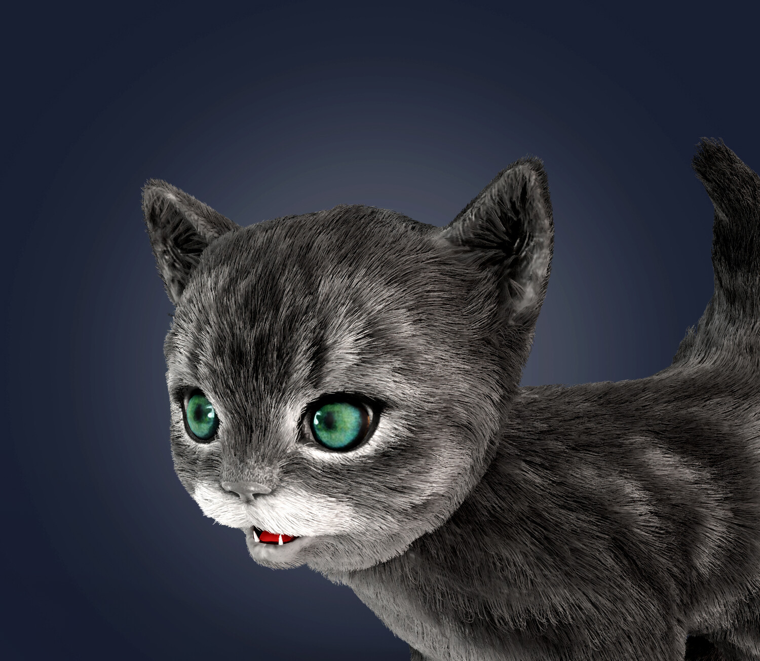 ArtStation - Fur Cute Grey Cat Kitten Animated