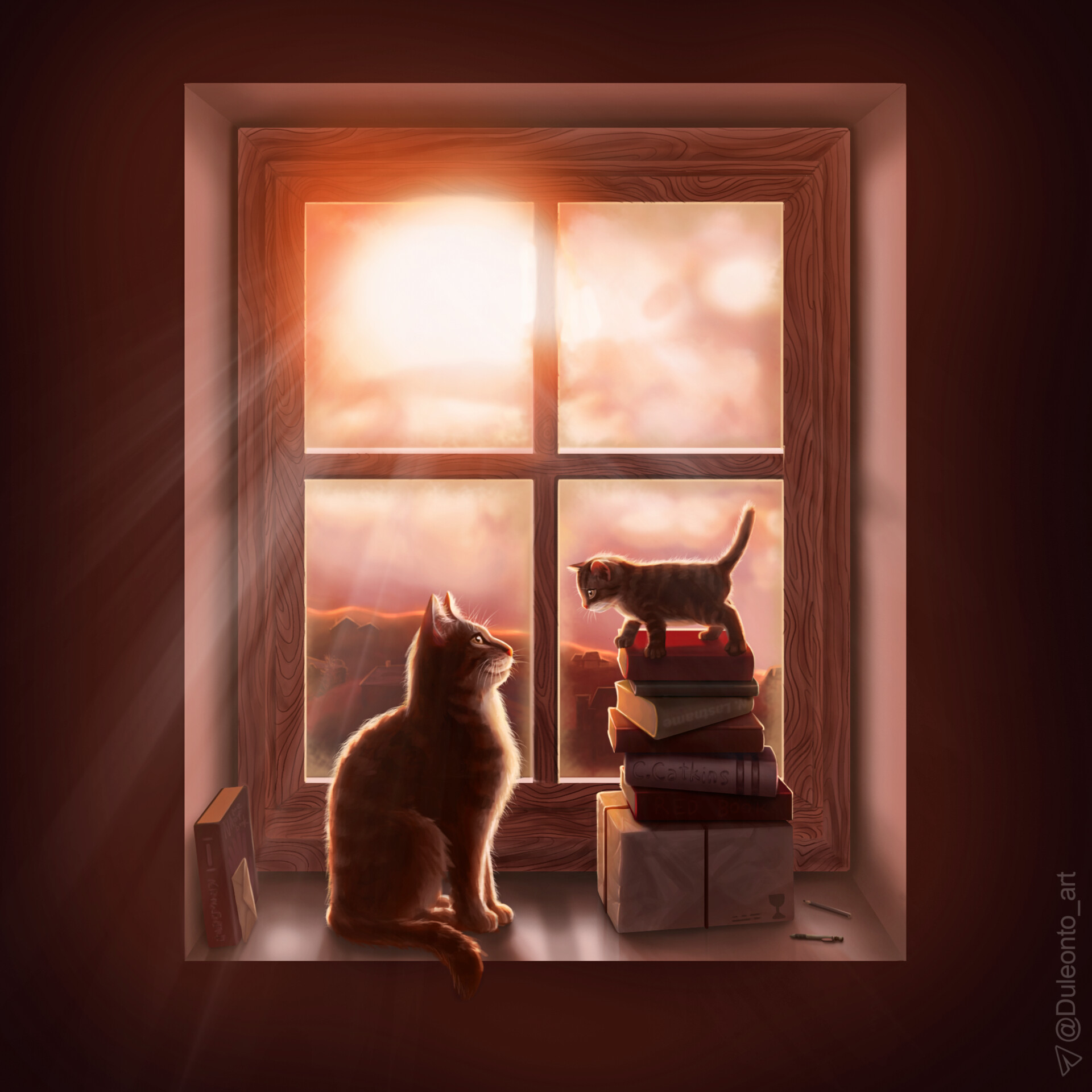 ArtStation - cats in window