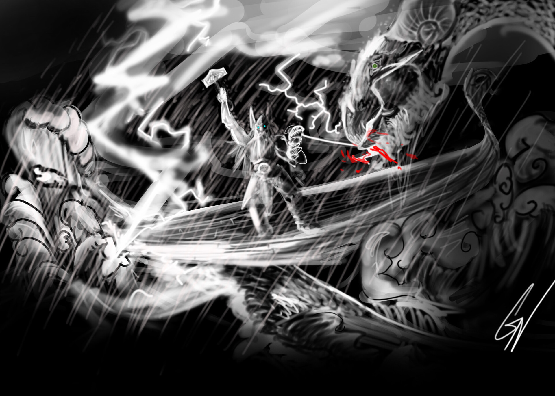 ArtStation - Thor Fishing for Jörmungandr The World Serpent