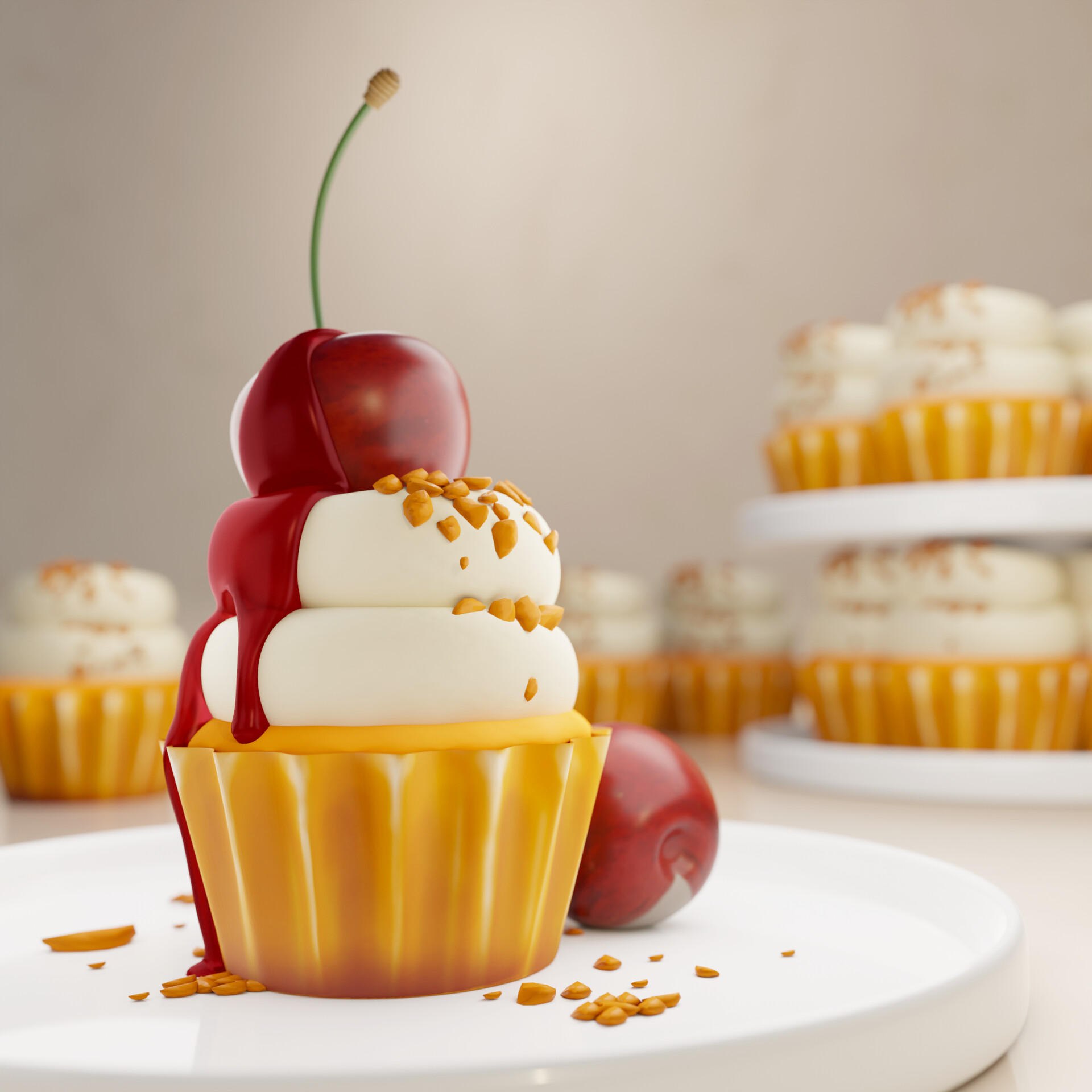 ArtStation - Cherry Cupcakes