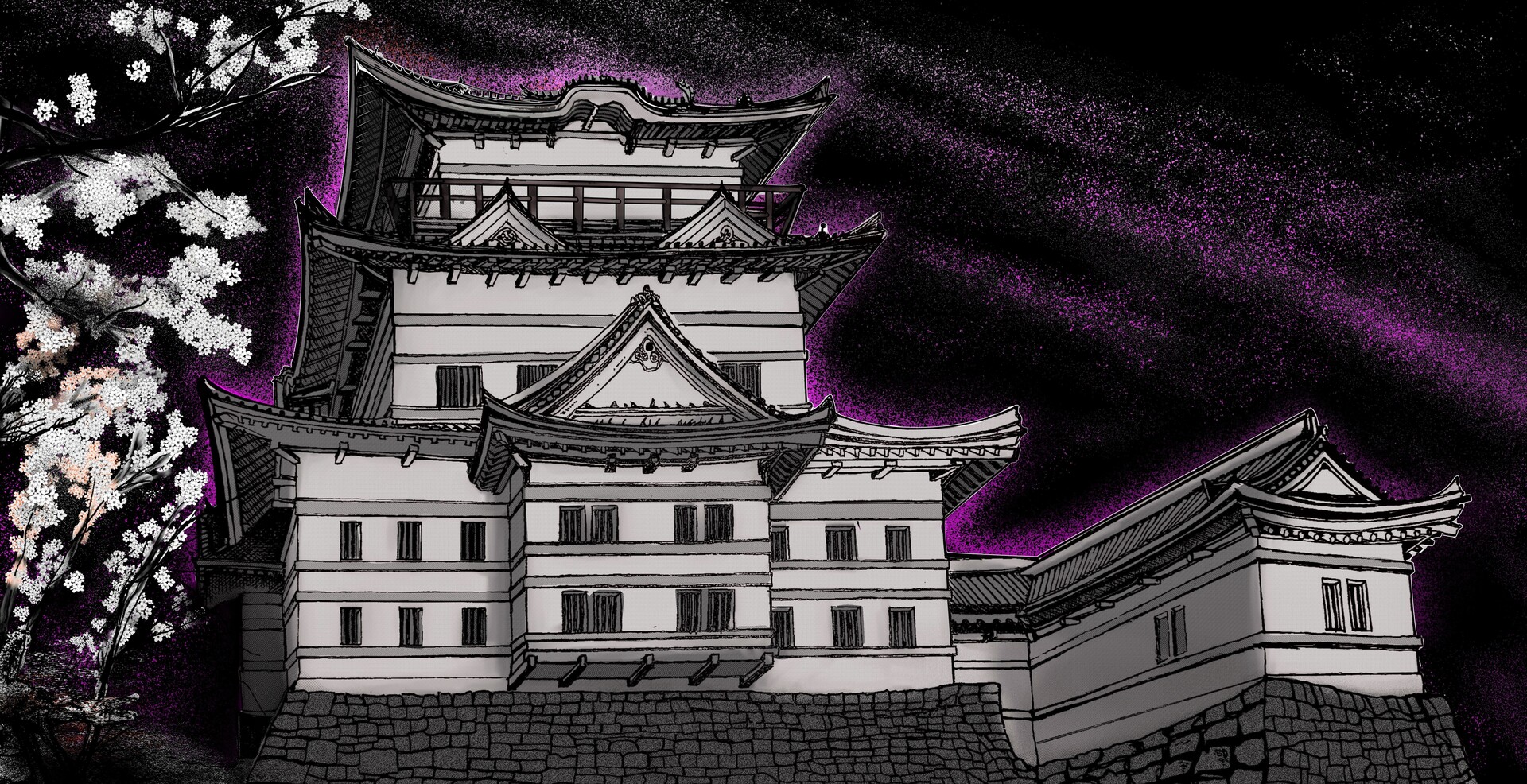 ArtStation - Odawara Castle ILLUSTRATION 🏰🌸