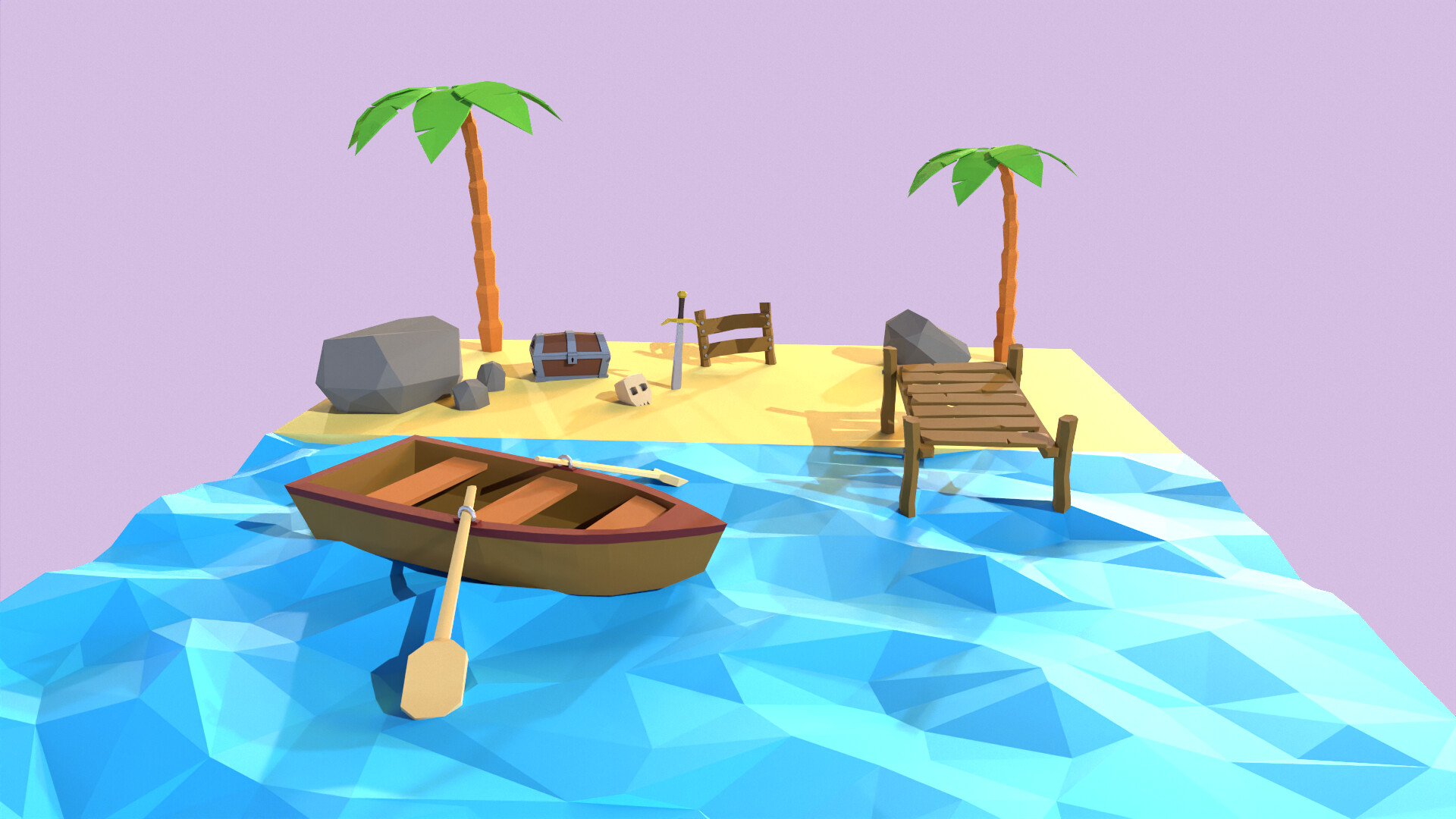ArtStation - 3D Low Poly Island